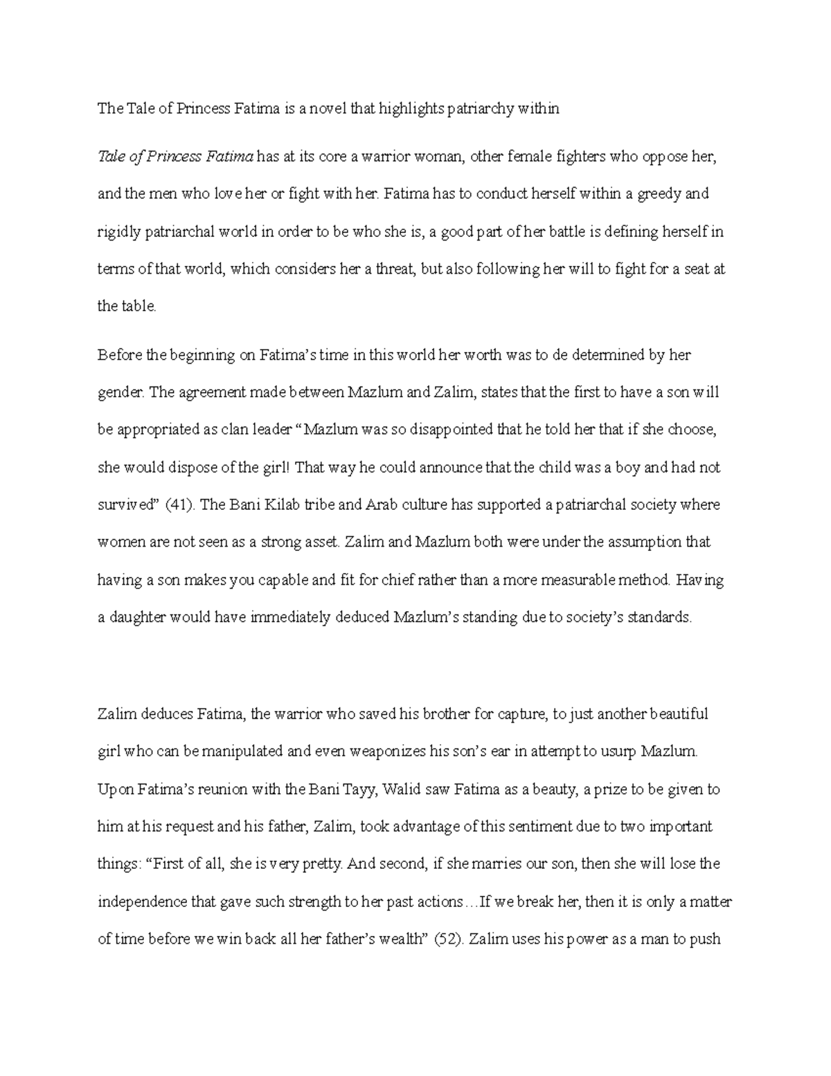 The Tale of Princess Fatima - Fatima has to conduct herself within a ...