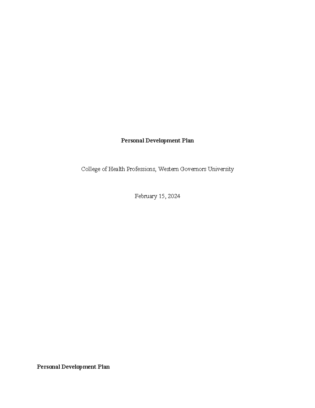 D218 Task 1 Personal Development Plan - Personal Development Plan ...