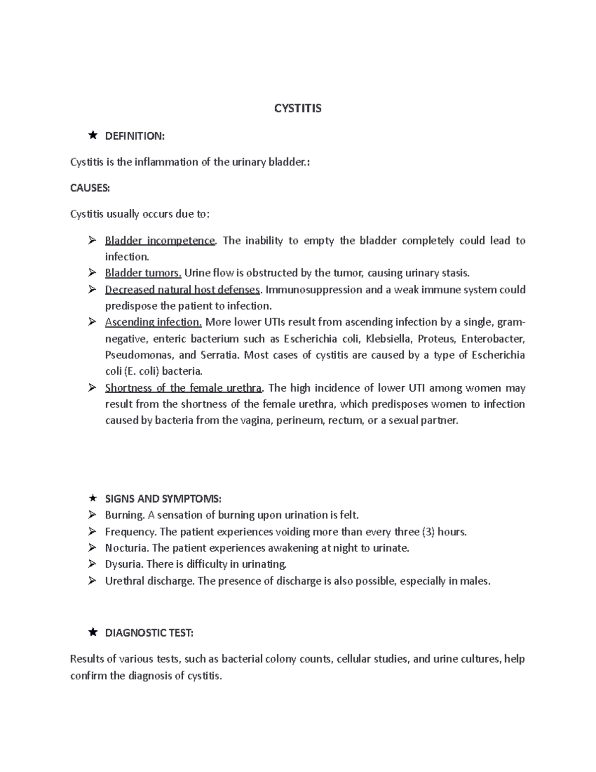 Cystitis - CYSTITIS DEFINITION: Cystitis is the inflammation of the ...