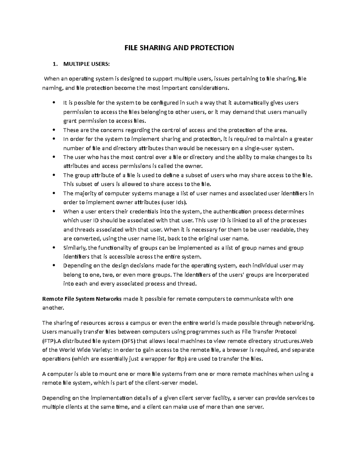 FILE Sharing AND Protection - FILE SHARING AND PROTECTION 1. MULTIPLE ...