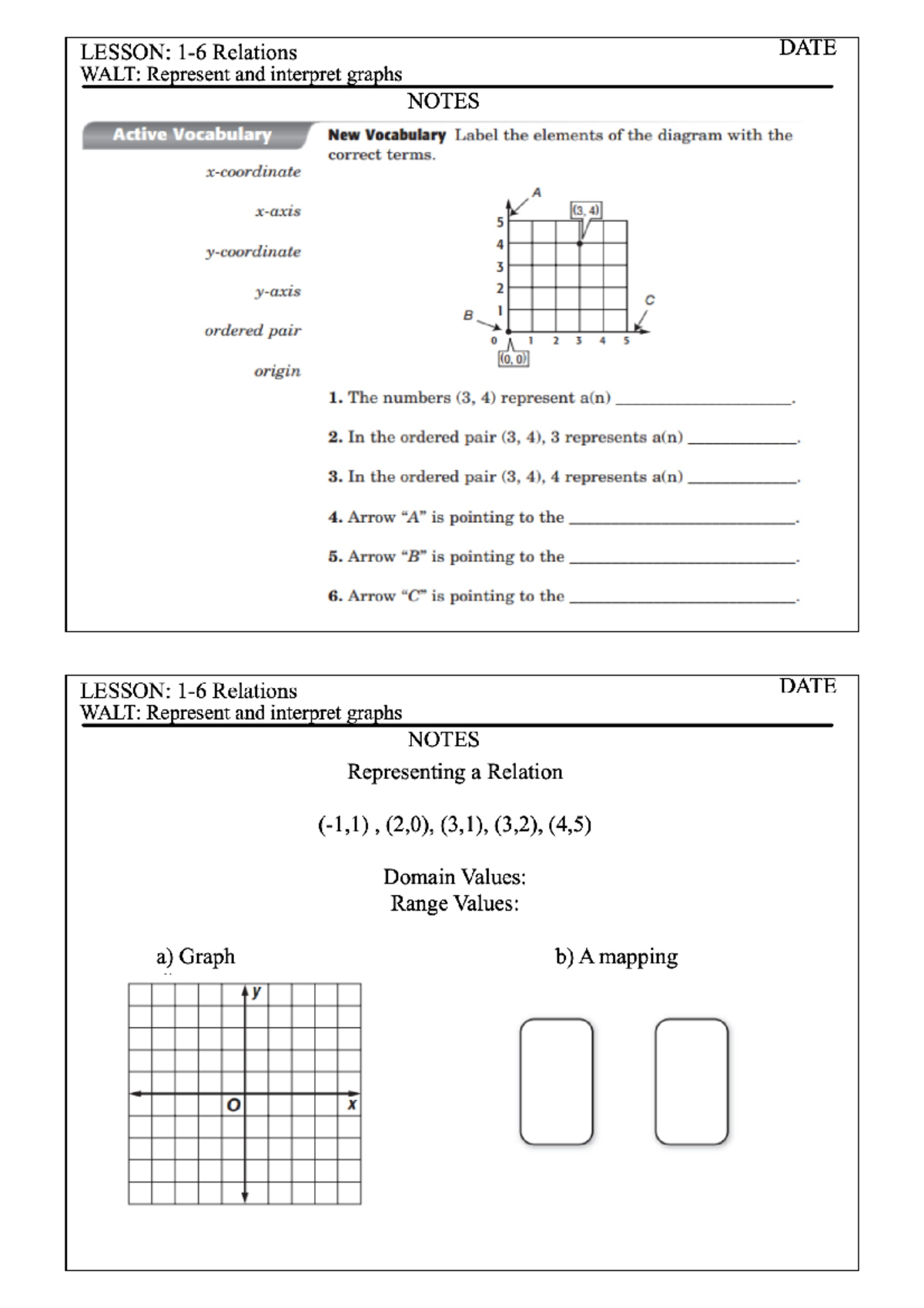 Amogh Suryawanshi - 1-6 Relations- Cornell Notes - LESSON: Relations ...