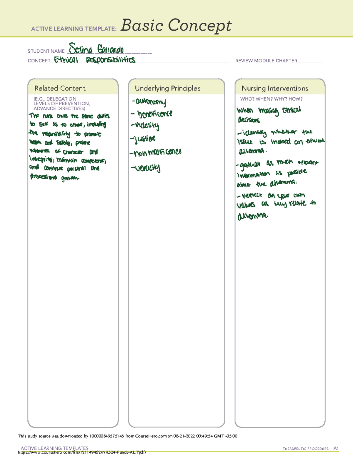 NR324 Funds ALT - Study guide. - ACTIVE LEARNING TEMPLATES THERAPEUTIC ...