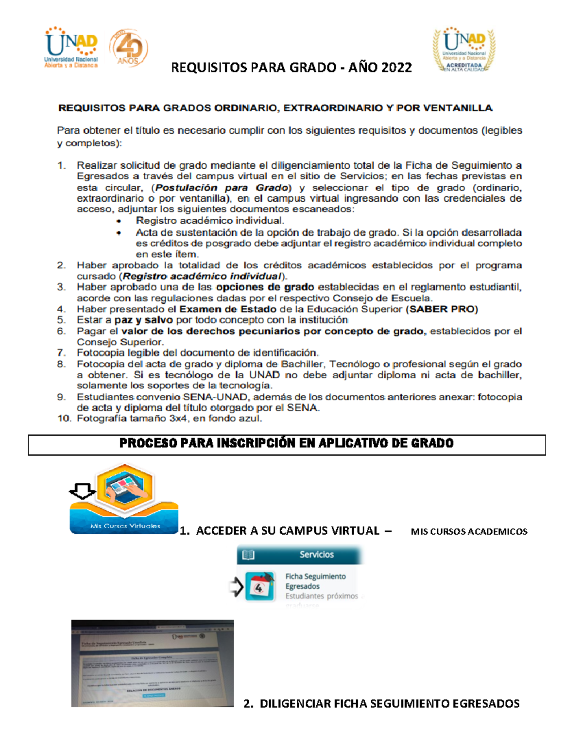 Documento DE Informacion Grados 2023 - REQUISITOS PARA GRADO - AÑO 2022 PROCESO PARA INSCRIPCIÓN ...