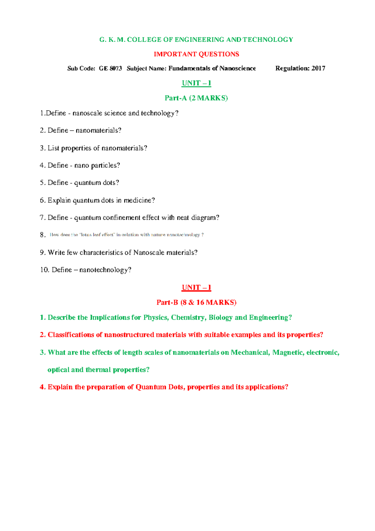 FNS important questions - G. K. M. COLLEGE OF ENGINEERING AND ...