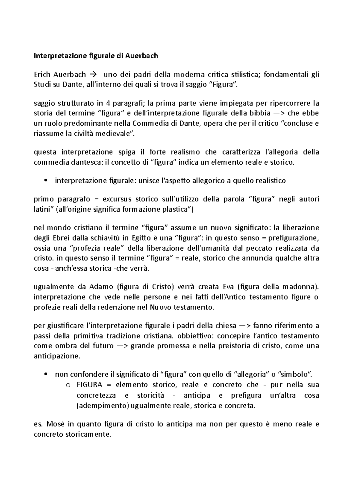 Interpretazione figurale di Auerbach - saggio strutturato in 4 ...