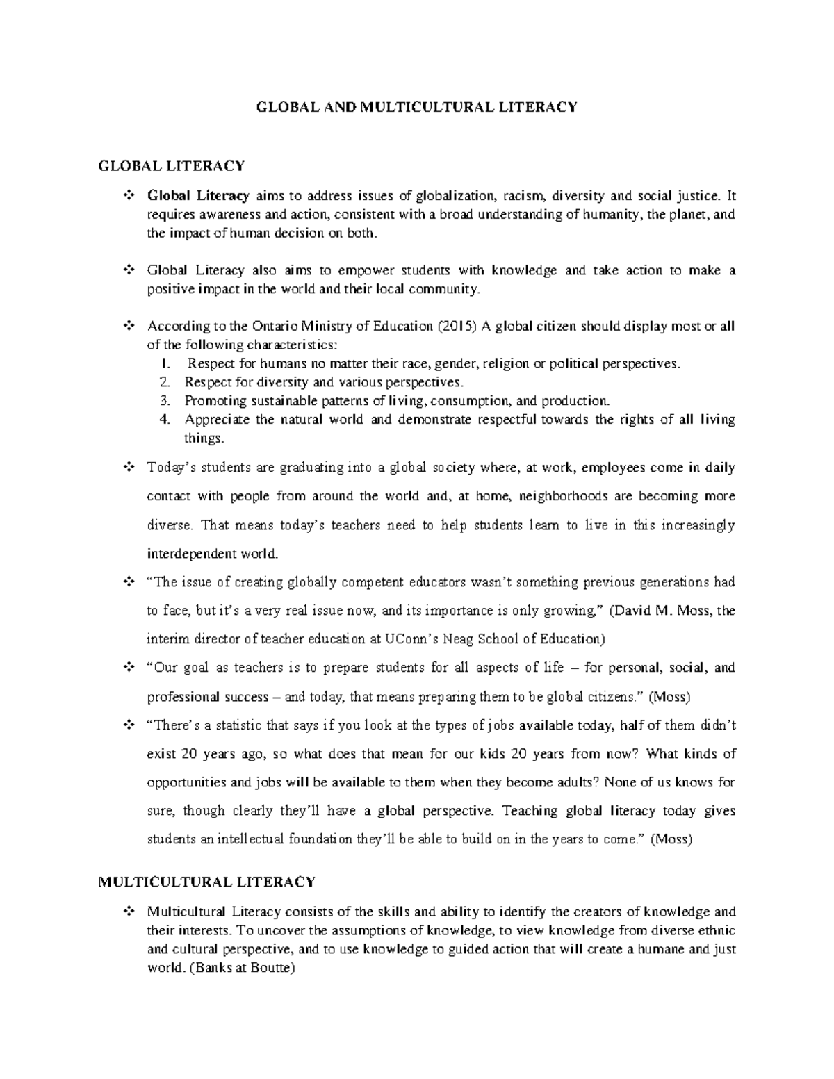 545410682 Global and Multicultural Literacy - GLOBAL AND MULTICULTURAL ...