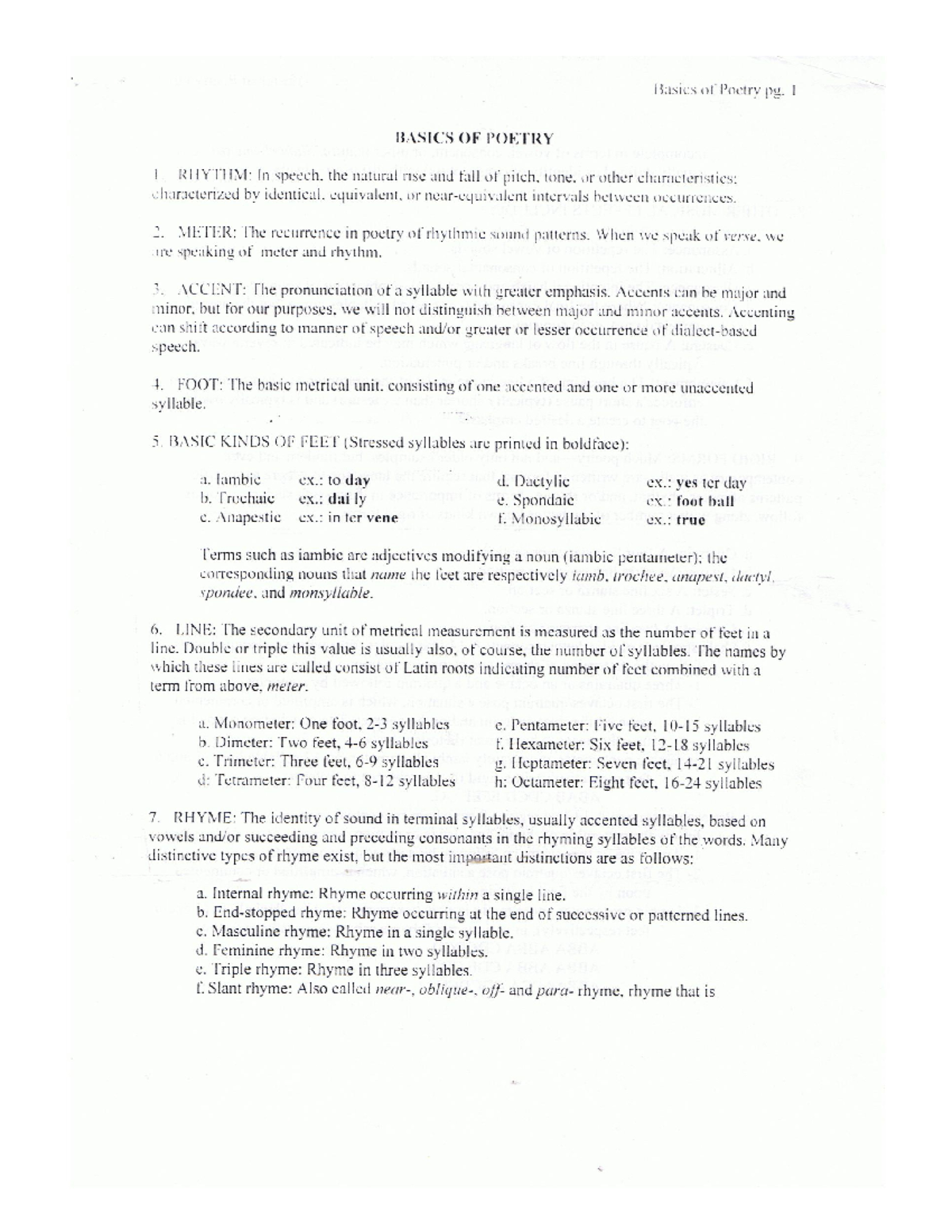 Basics of Poetry - POFT 1301 - Studocu