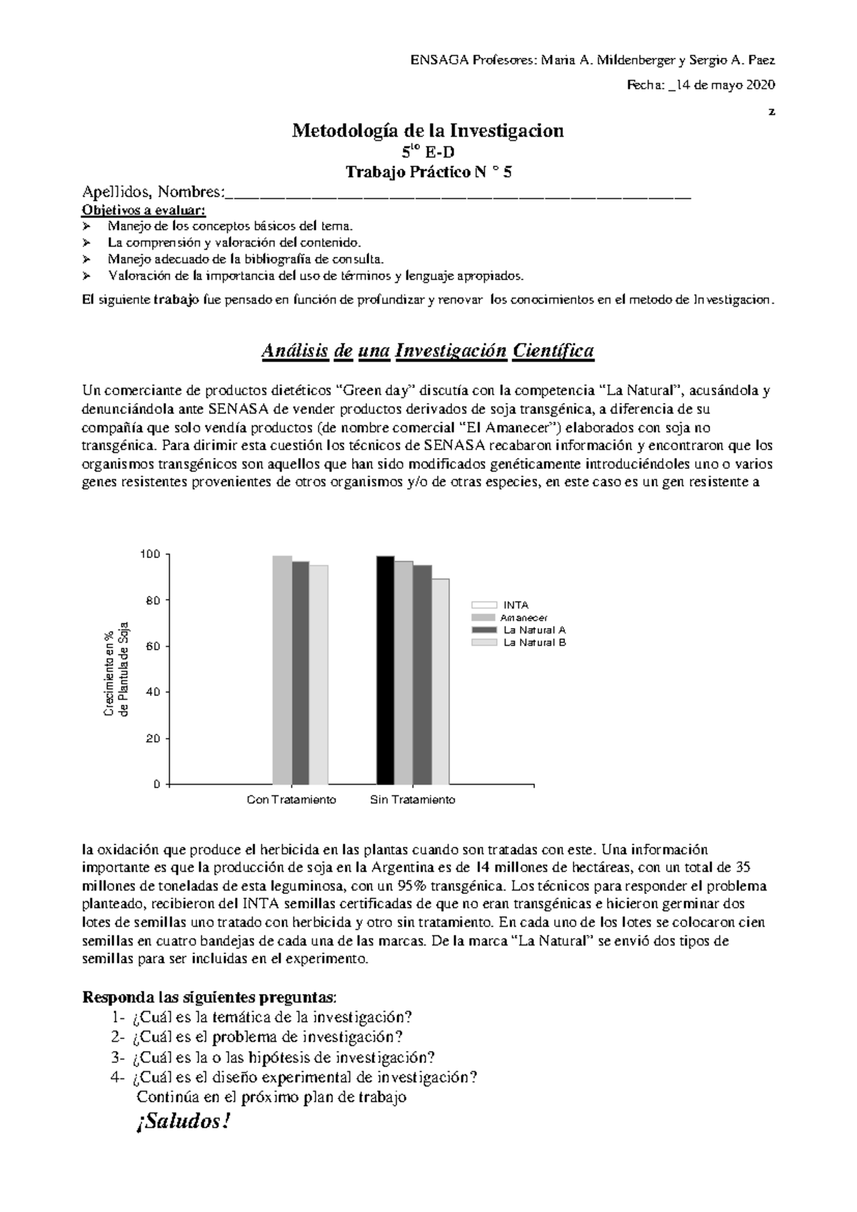 Analisis de una invetig cientifica - ENSAGA Profesores: Maria A ...