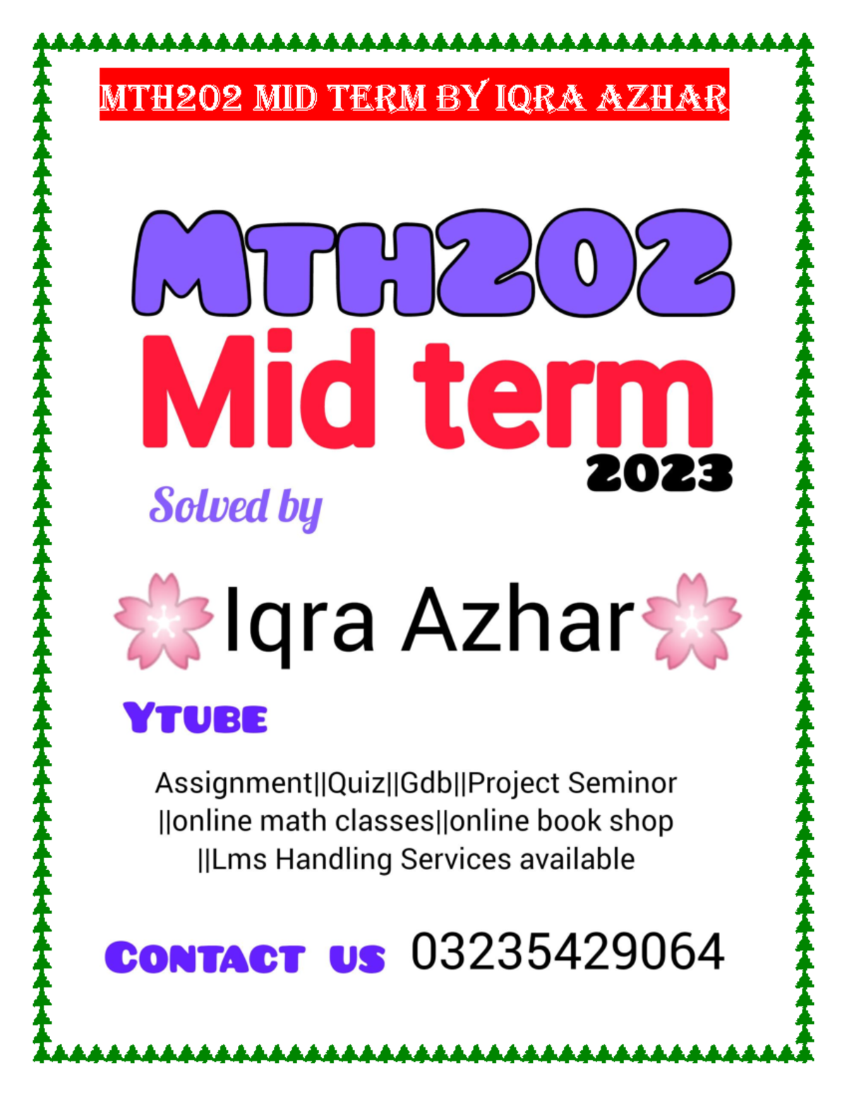 Mth202 Mid Term by Iqra Azhar 2024 - Communication skills - Studocu
