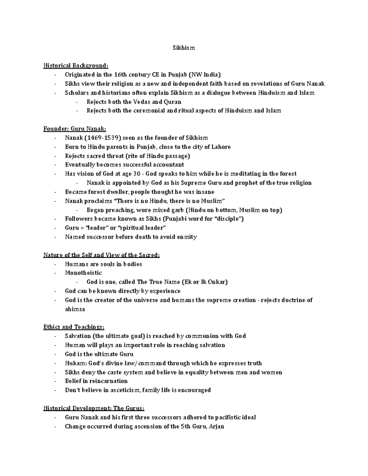 Unit 9 Sikhism - Professor Kinsey Hall - Sikhism Historical Background ...