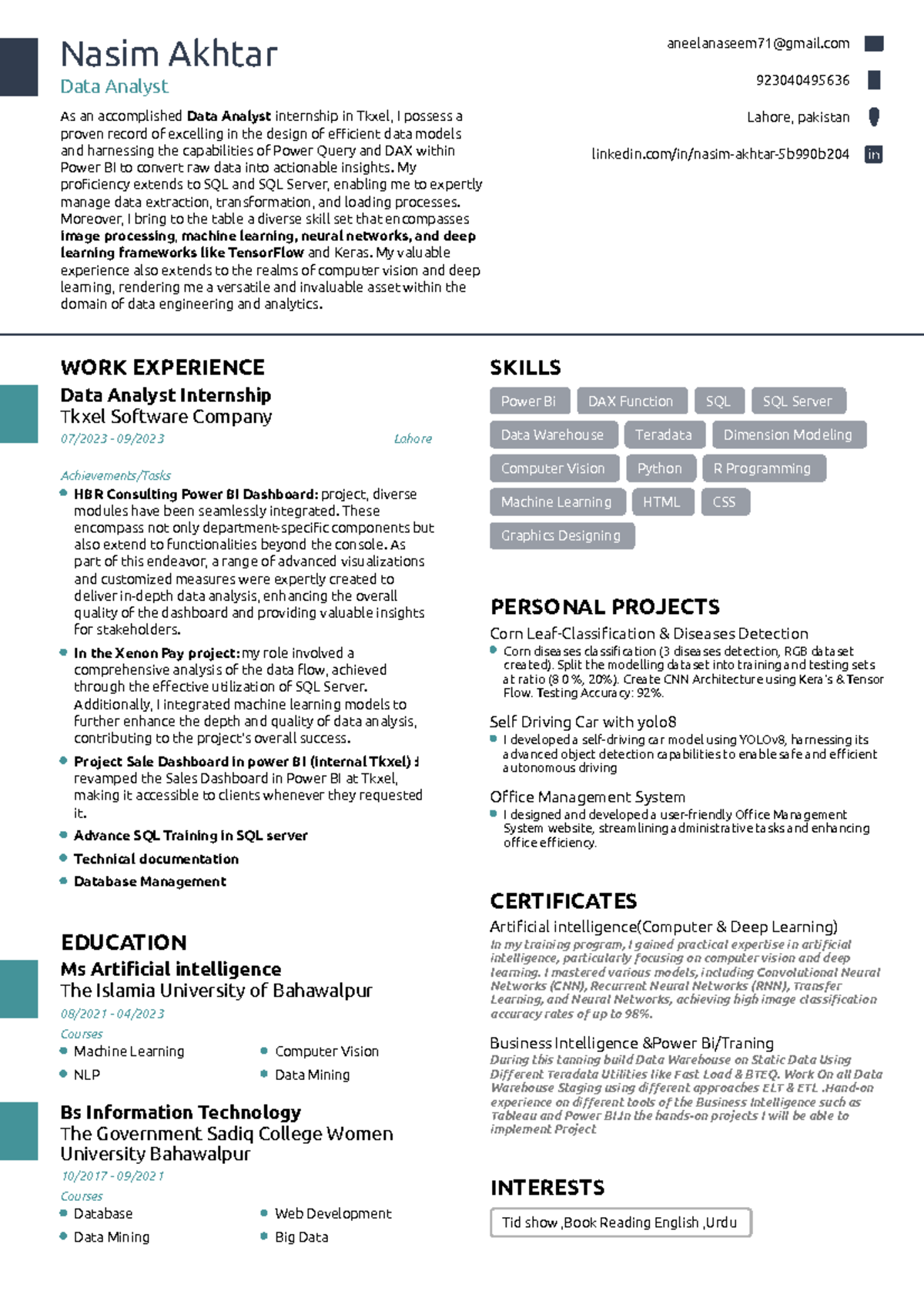 Data Analyst Nasim Akhtar Resume - Nasim Akhtar Data Analyst As an ...
