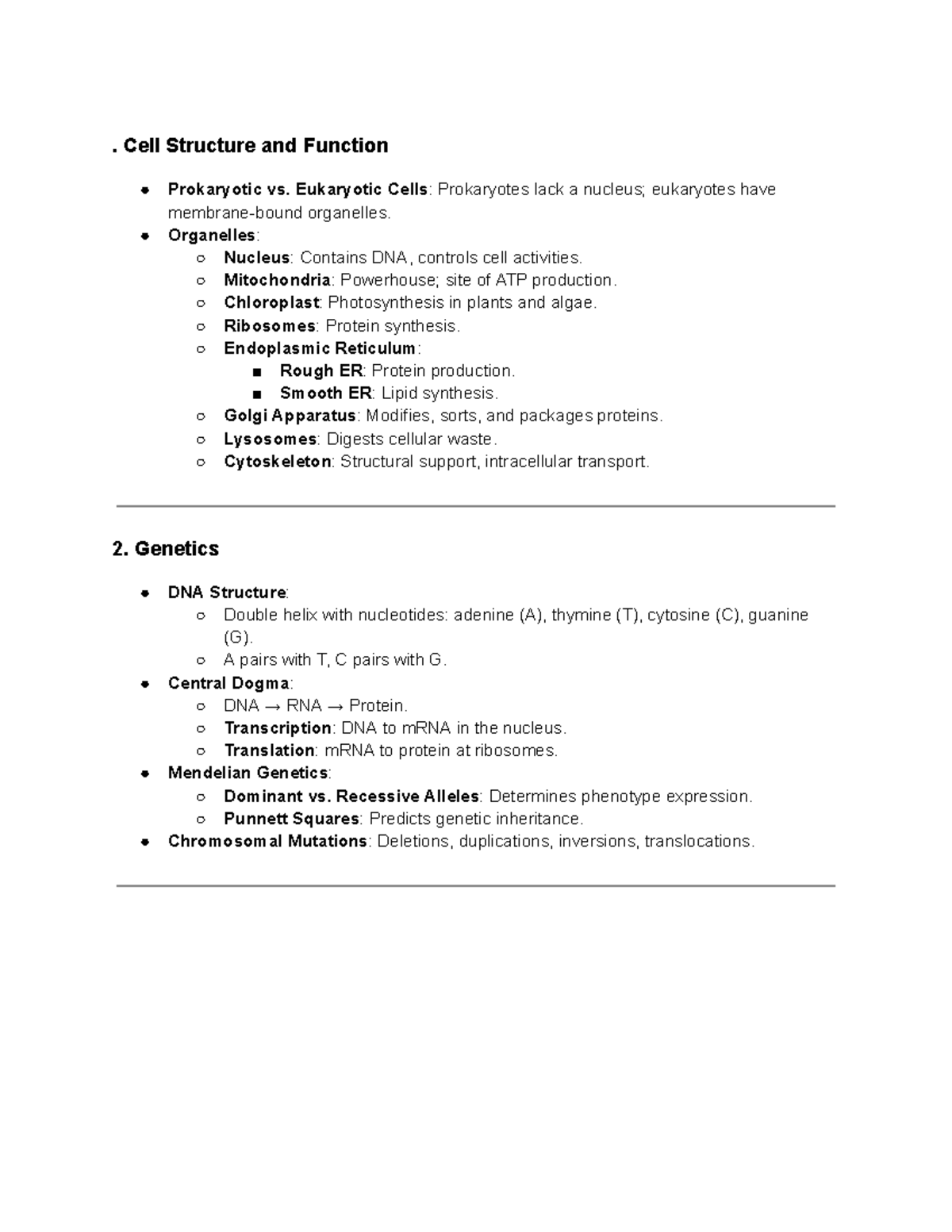 notes for biology - . Cell Structure and Function Prokaryotic vs ...