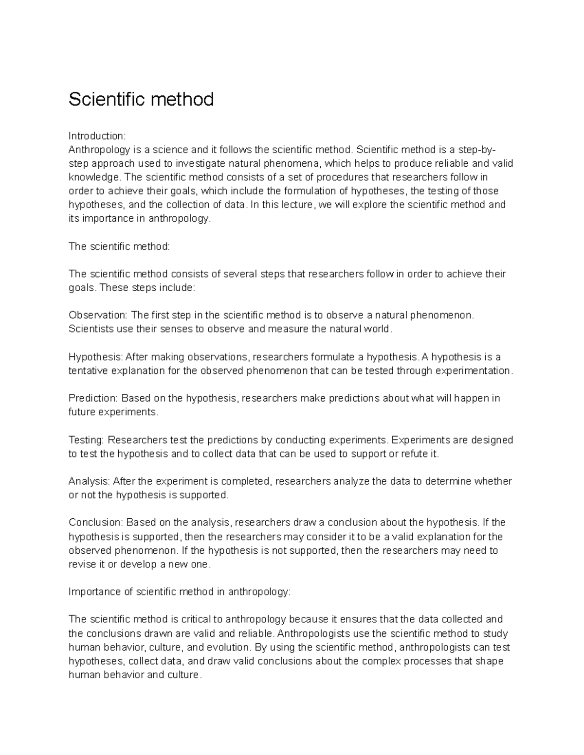 Introduction to Physical Anthropology (ANT-1010) Lecture 68 - Scientific method - Scientific ...