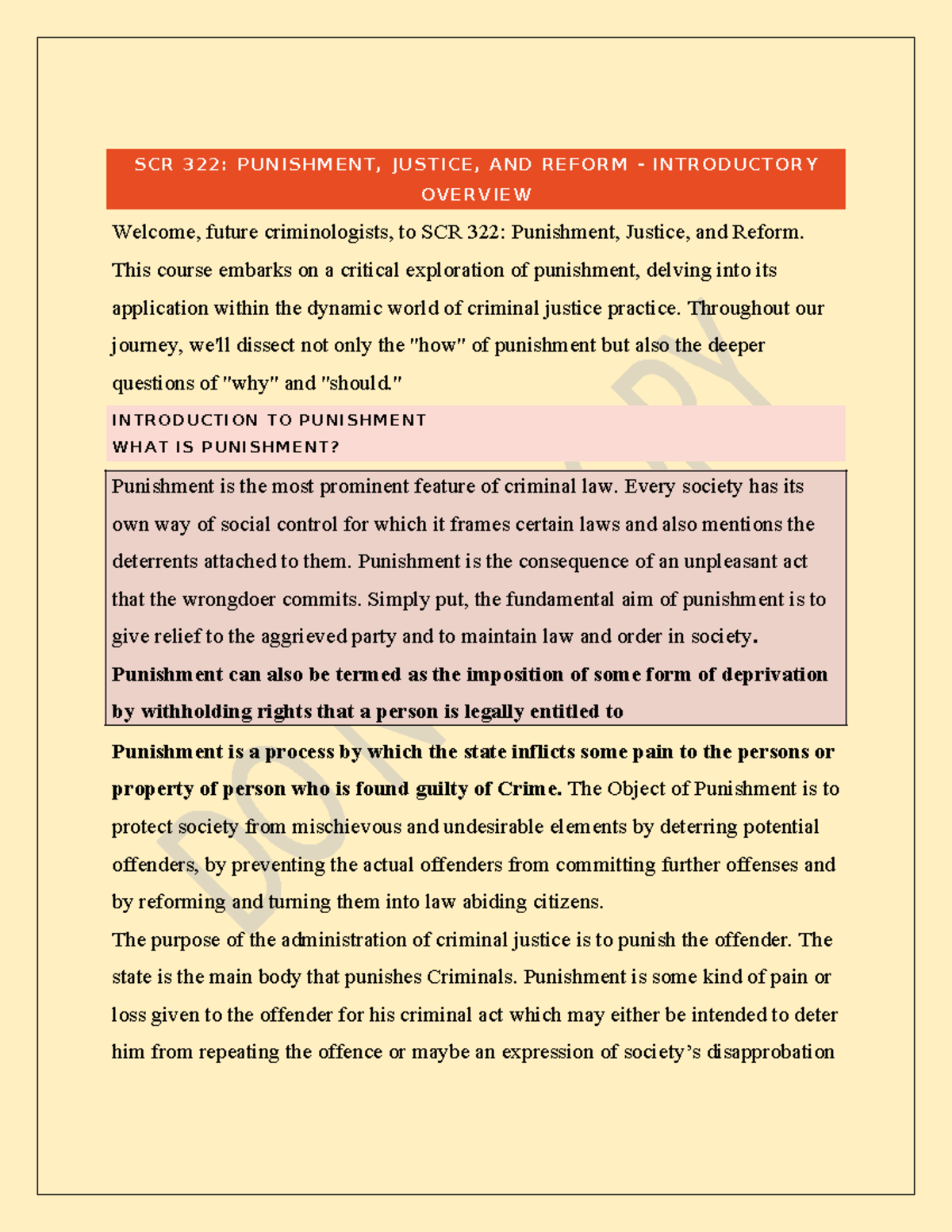 SCR 322- Notes-2024-1 - Have a look. - SCR 322: PUNISHMENT, JUSTICE ...