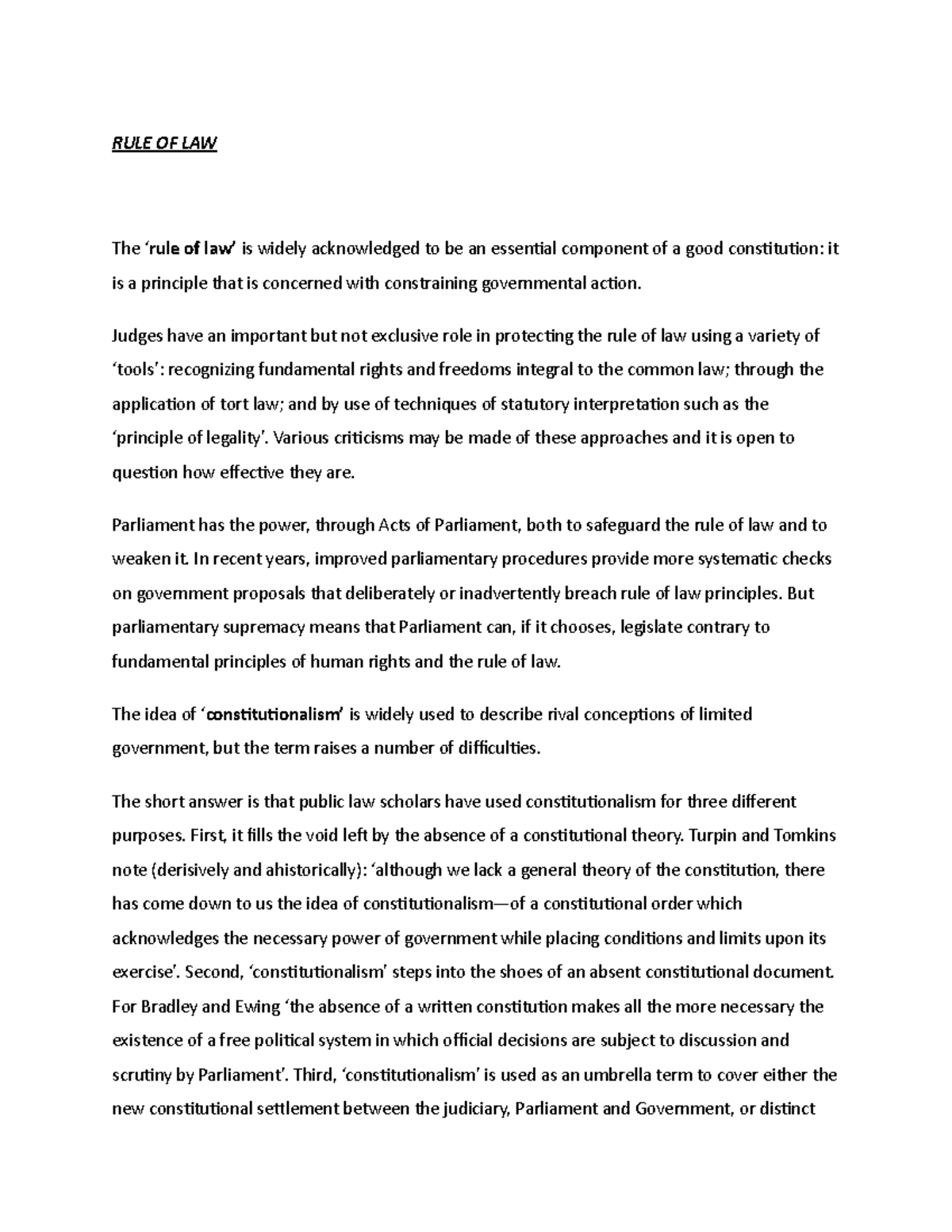 RULE OF LAW - This document provides: RULE OF LAW and Lord Bingham ...