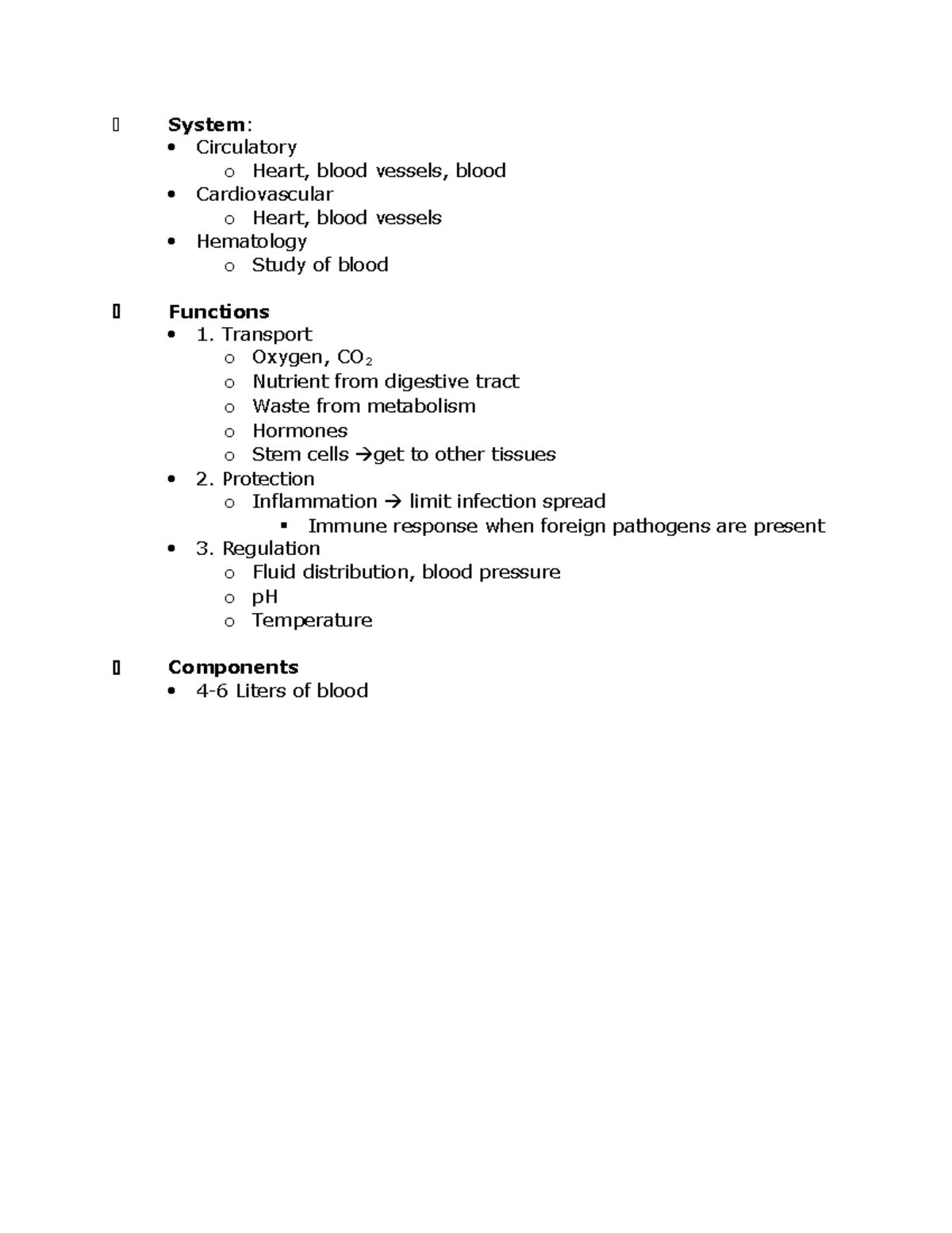 Circ. System - n/a - System: Circulatory o Heart, blood vessels, blood ...