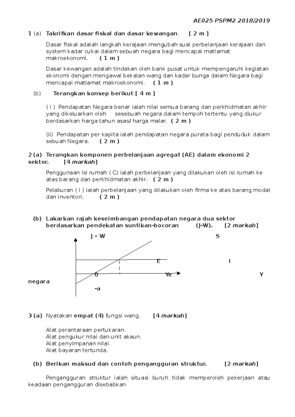 AE025 Skema PSPM 2018 19 - AE025 PSPM2 2018/ 1 (a) Takrifkan dasar ...