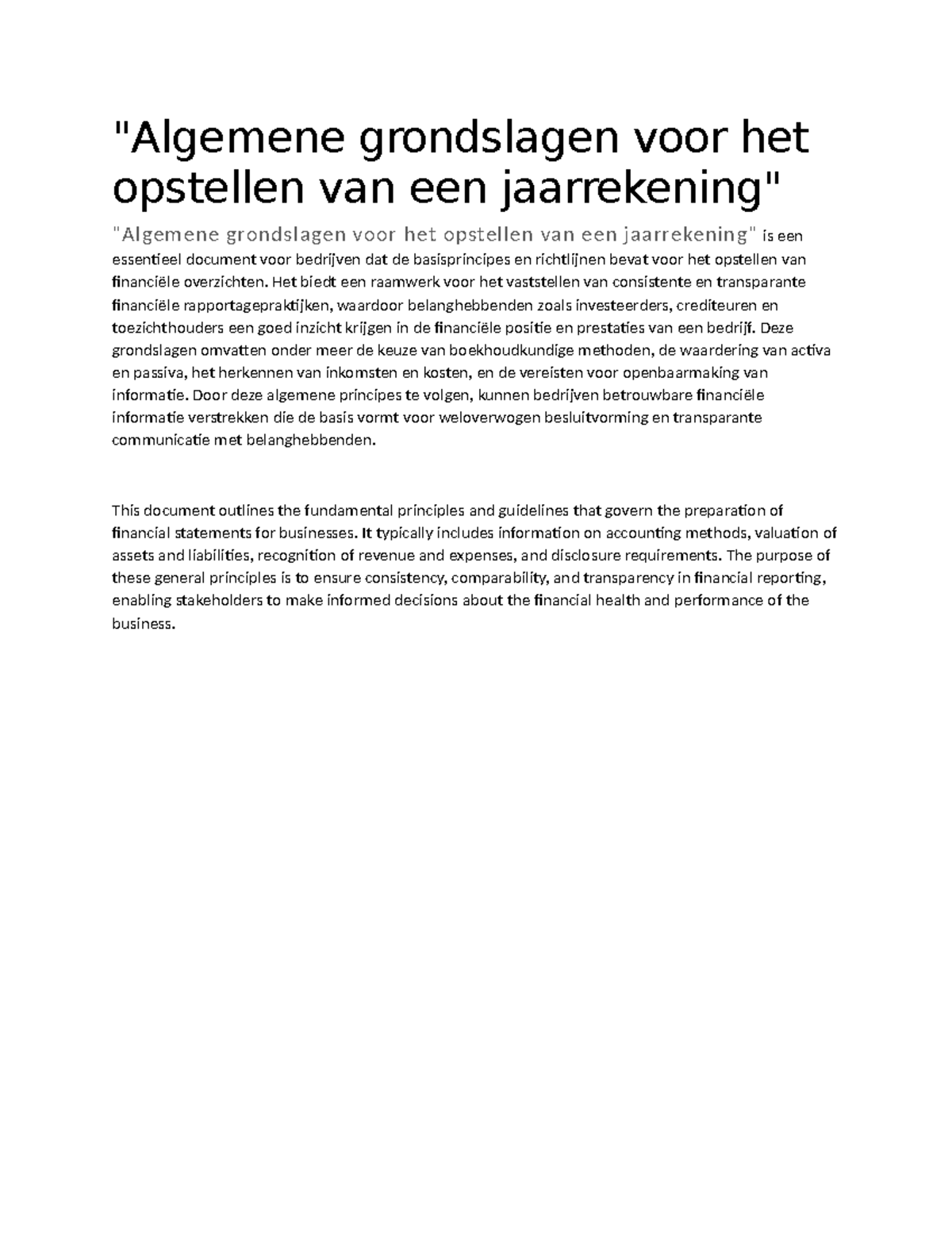 Algemene grondslagen - "Algemene grondslagen voor het opstellen van een ...