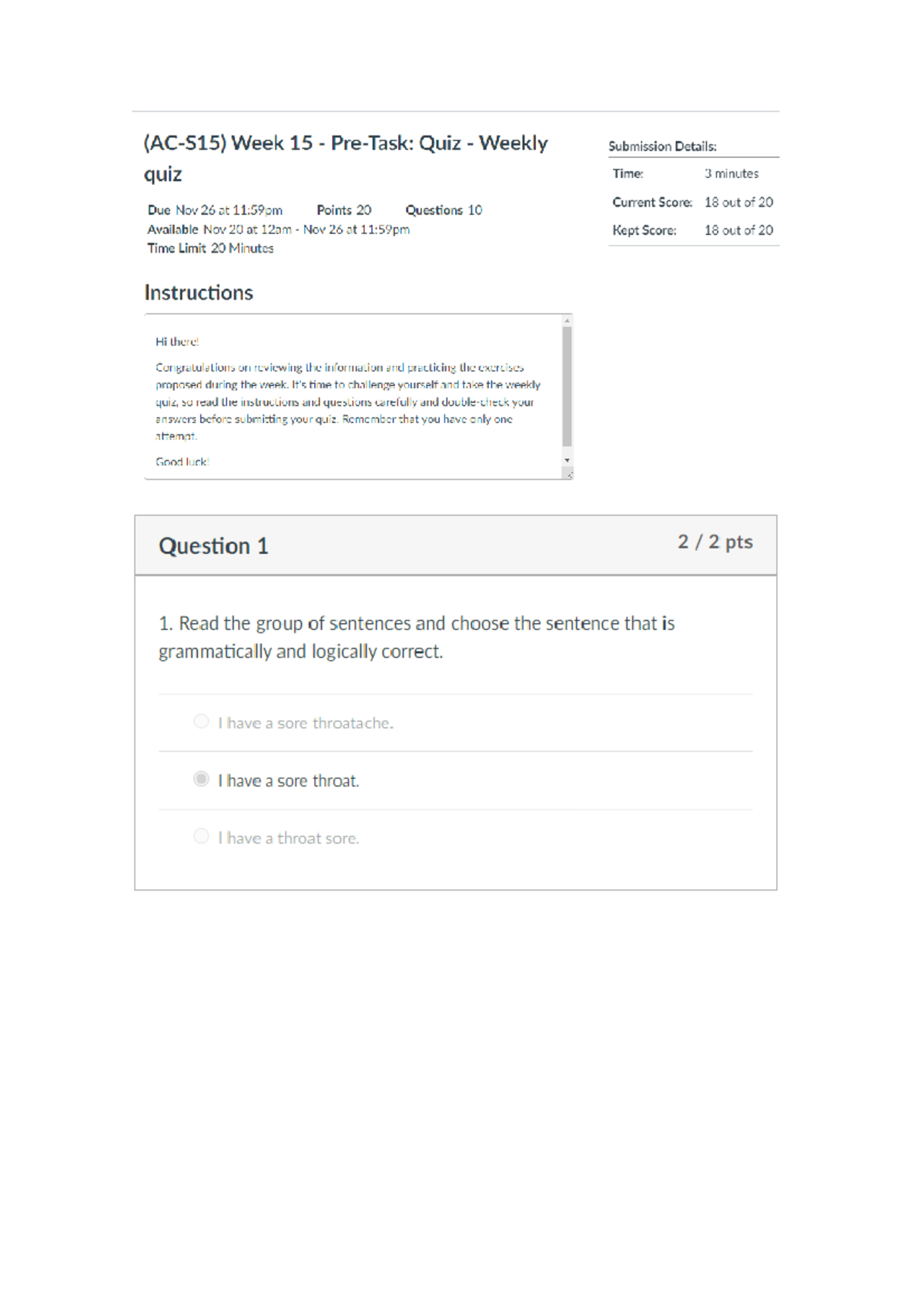 (AC-S15) Week 15 - Pre-Task: Quiz - Weekly quiz - Ingles IV - Studocu