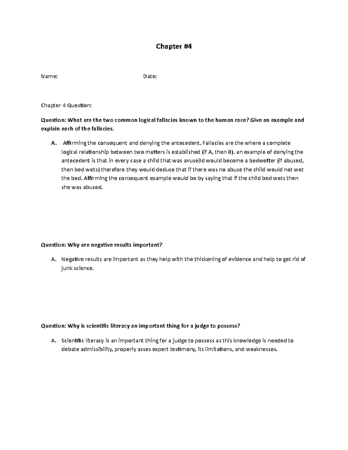 Chapter 4 handout 1 - Chapter Name: Date: Chapter 4 Question: Question ...