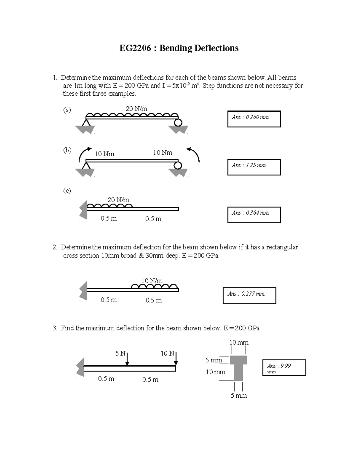 Bend-defl-tut - Tutorial - EG2206 : Bending Deflections Determine the ...