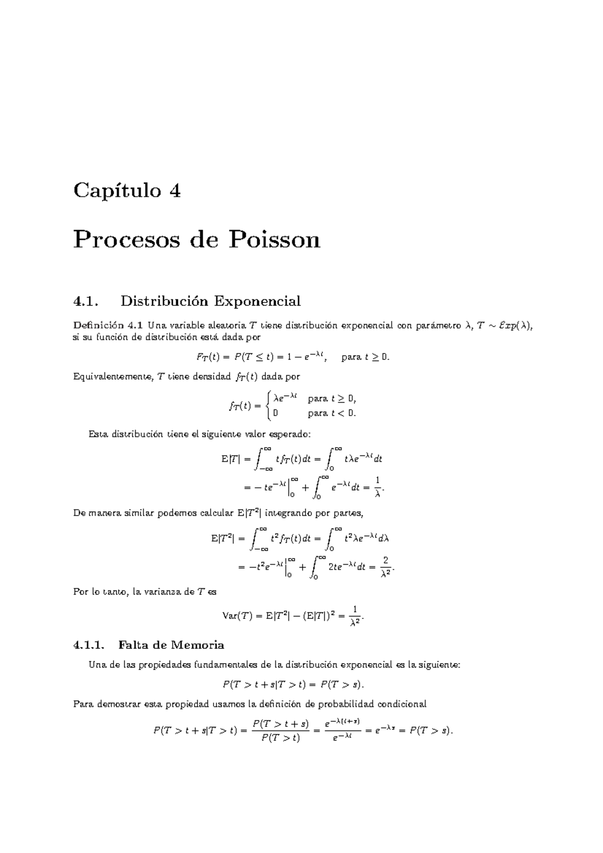 Poisson 2 - Cap ́ıtulo 4 Procesos de Poisson 4. Distribuci ́on ...