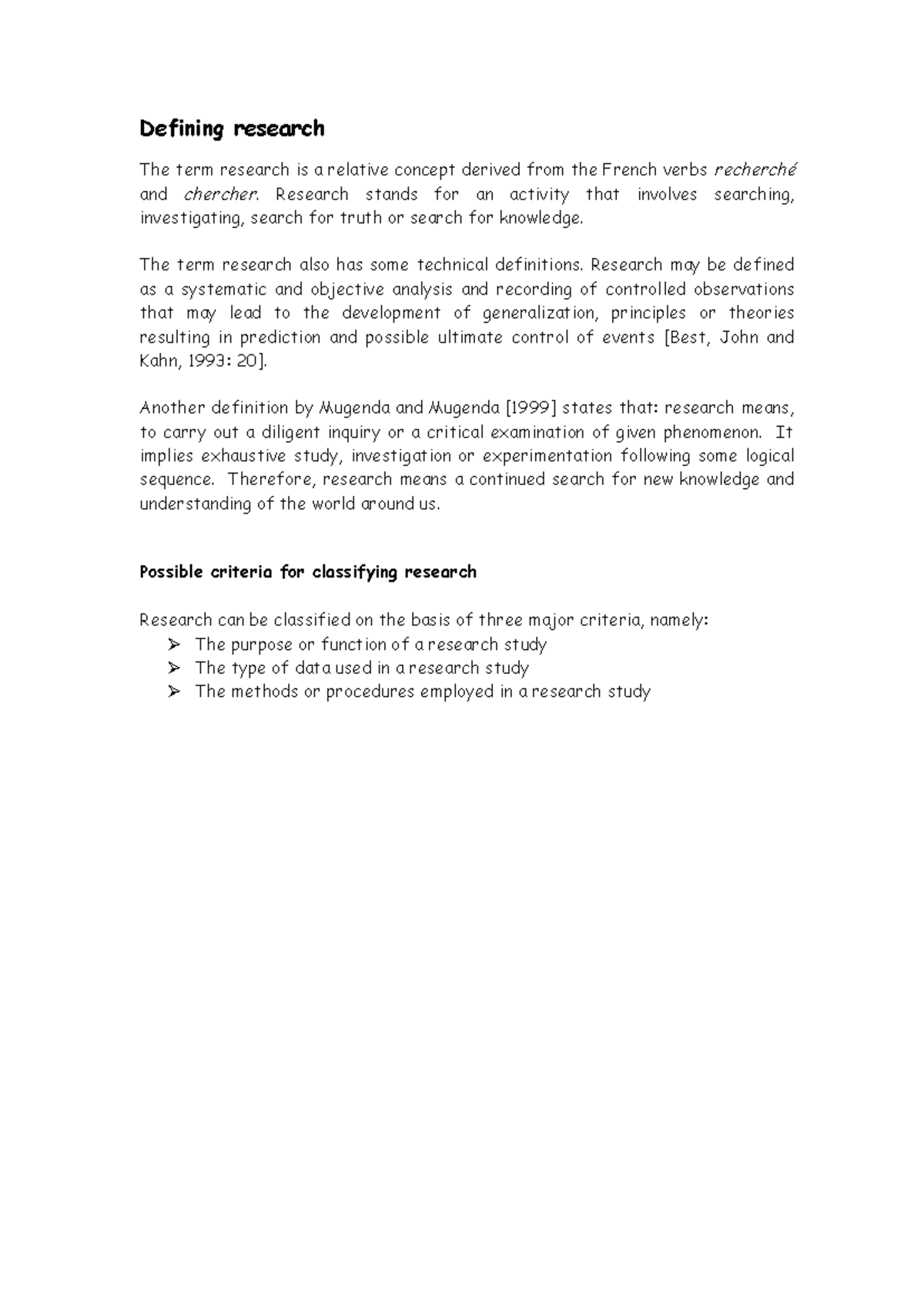 Applied Research Notes - Defining research The term research is a ...