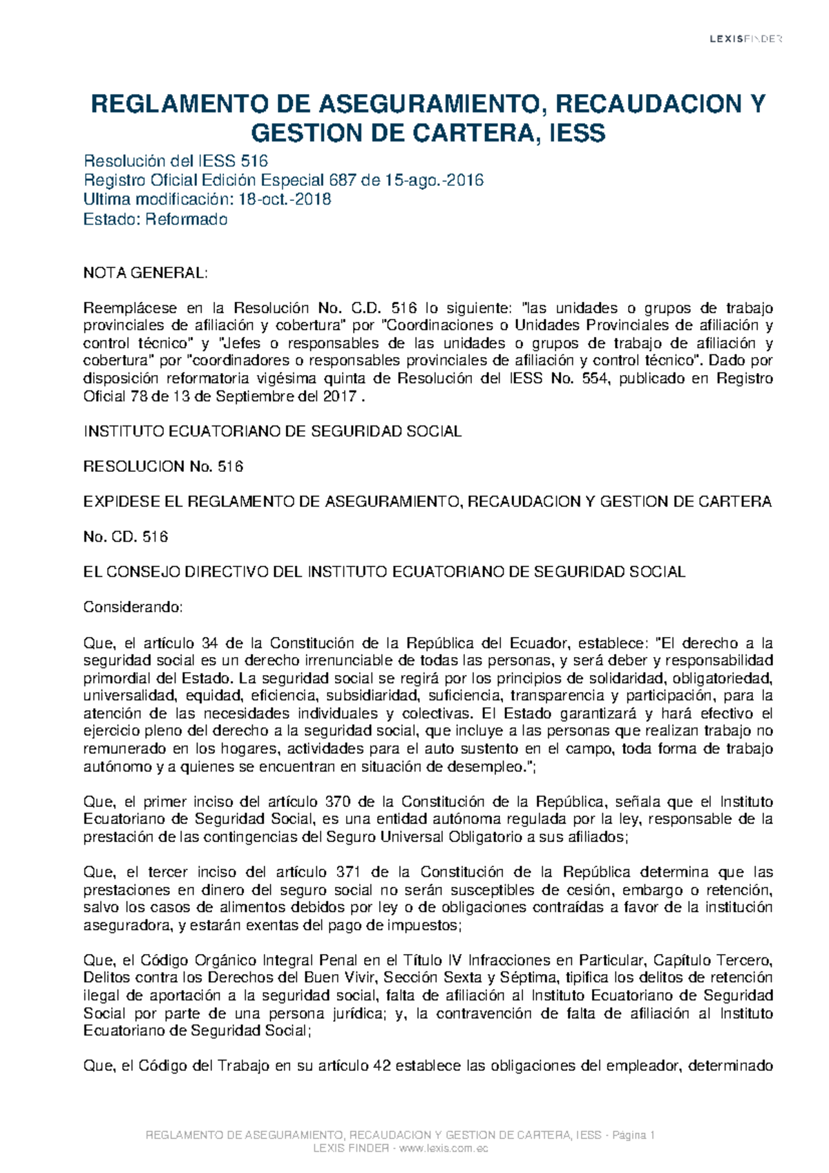 Convenios y Acuerdos de Pago IESS - REGLAMENTO DE ASEGURAMIENTO ...