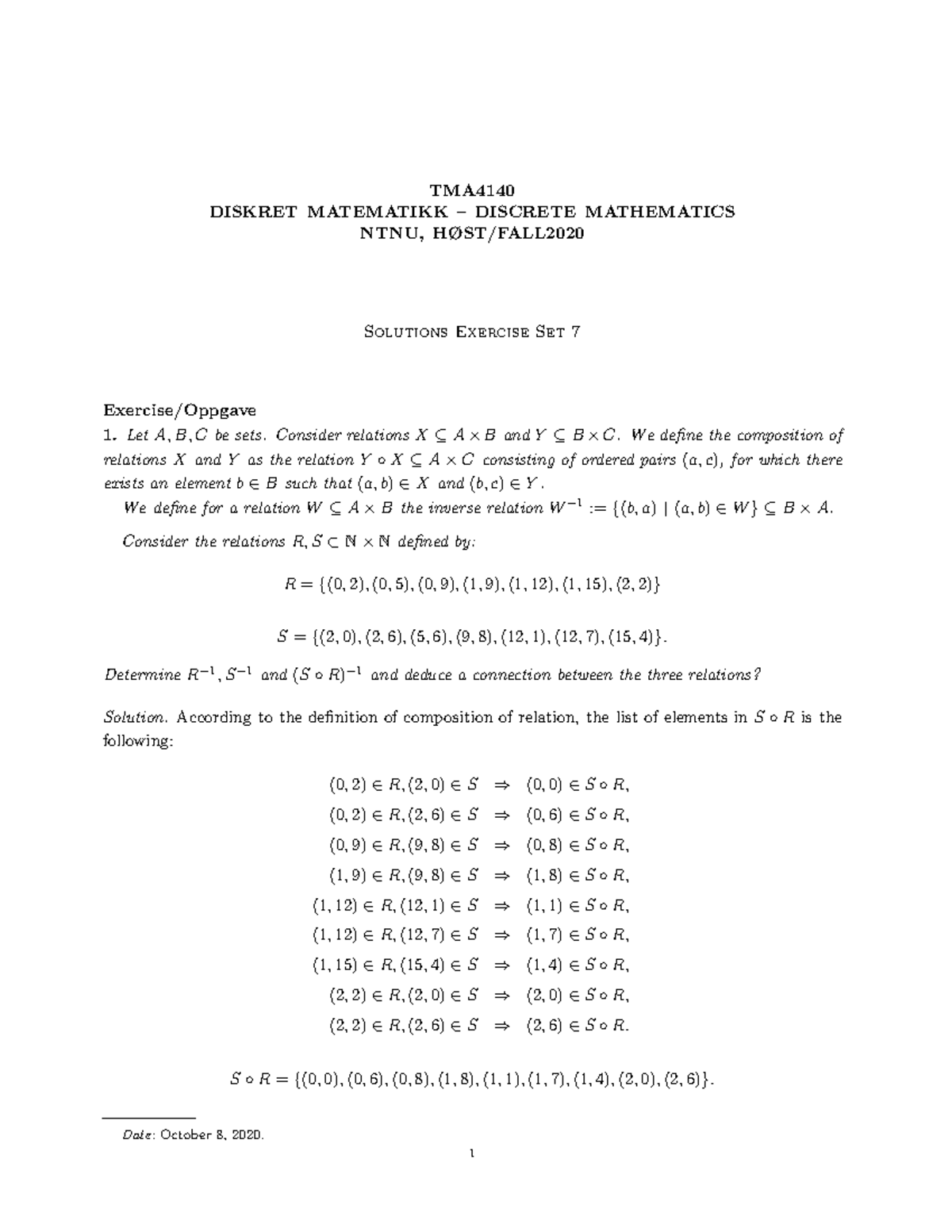 Solutions to Task 7 - TMA DISKRET MATEMATIKK – DISCRETE MATHEMATICS ...