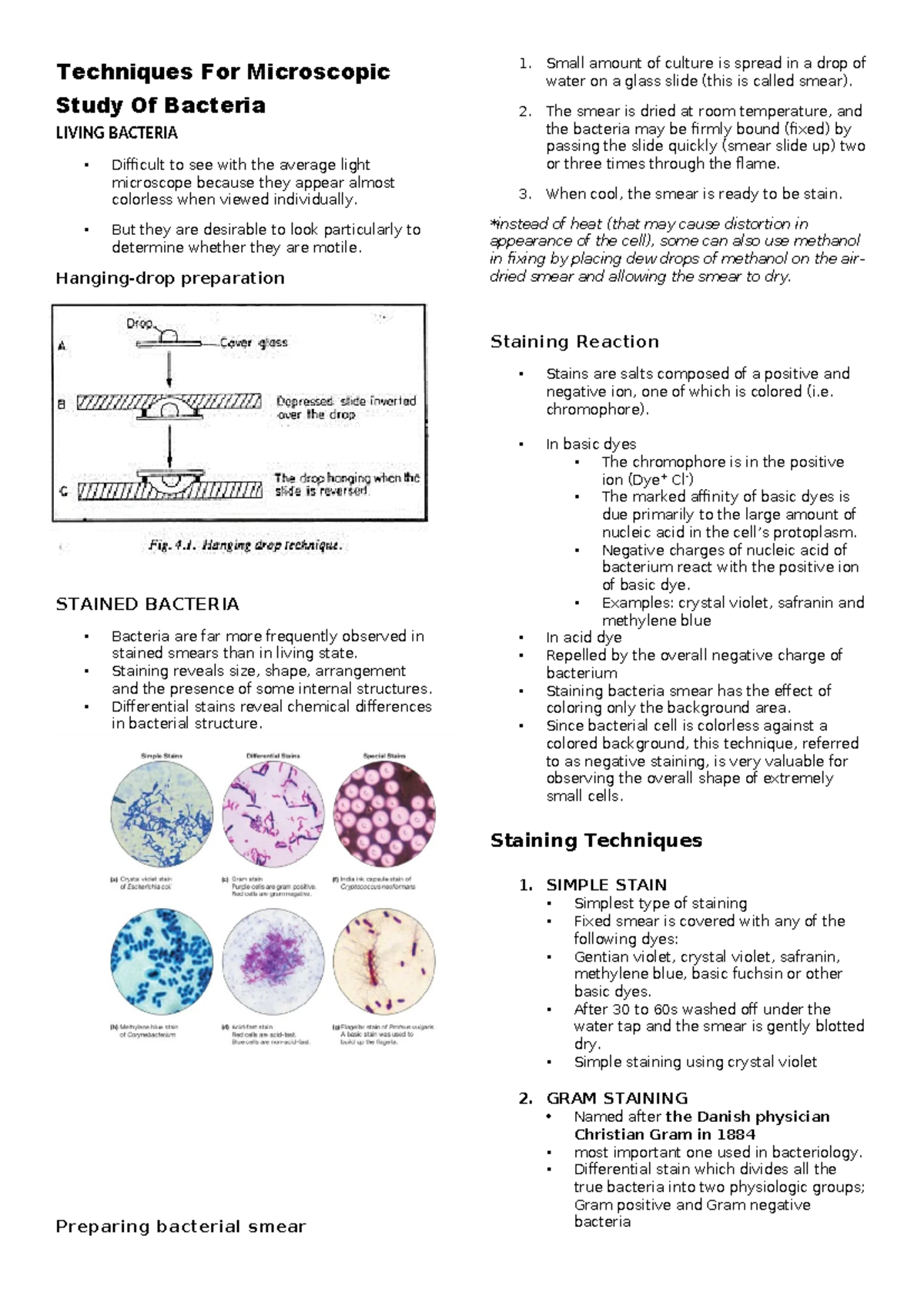Midterm Lecture REV - Techniques For Microscopic Study Of Bacteria LIVING BACTERIA • Difficult ...