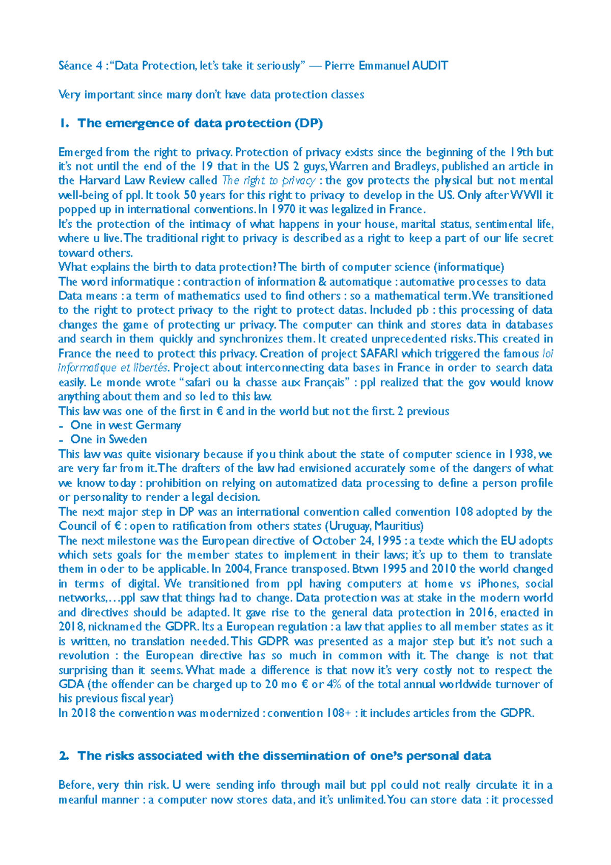 CLI n°4 - Conférence CLI - Data Protection - Séance 4 : “Data Protection, let’s take it ...