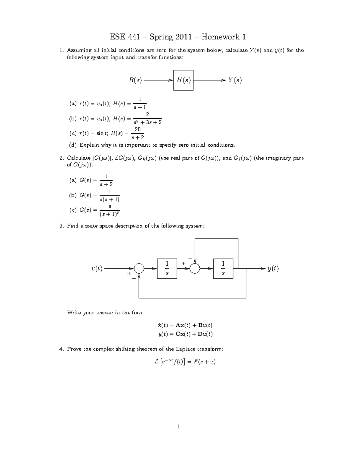 ESE441 2010-2011 Homework 1 - ESE 441 – Spring 2011 – Homework 1 1 ...