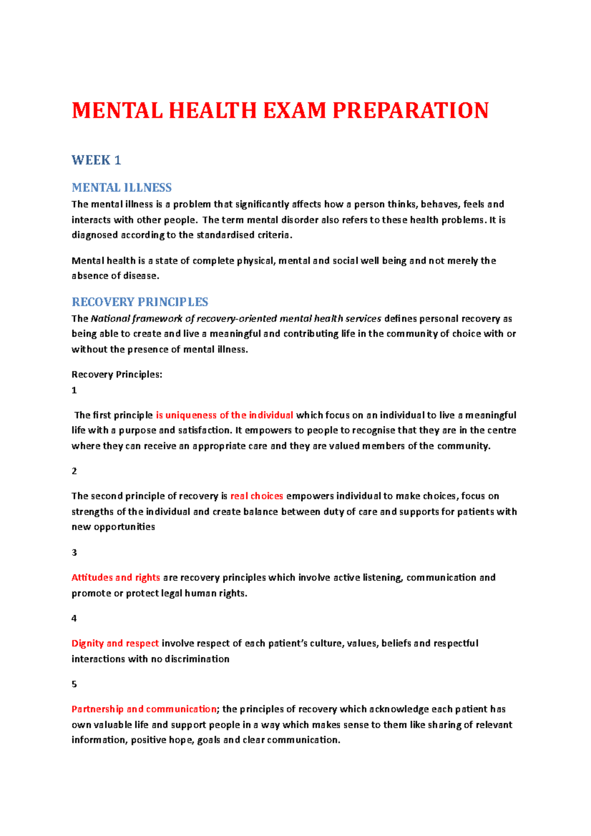 Mental Health EXAM Preparation lecture 1 - MENTAL HEALTH EXAM ...