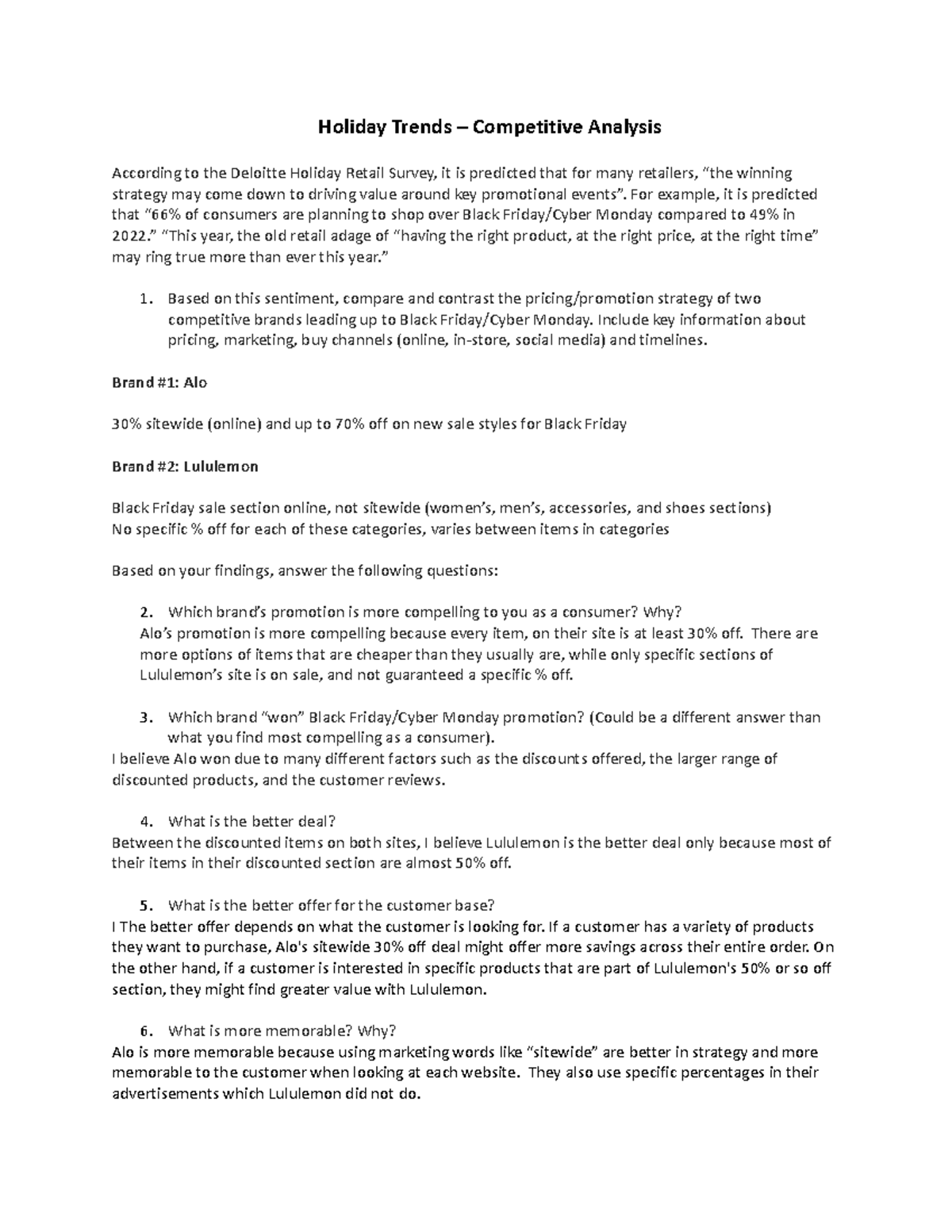 Holiday Trends Analysis - Holiday Trends – Competitive Analysis ...