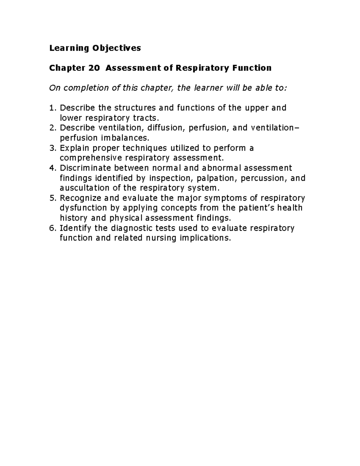 LO Chapter 20Learning objectives - Learning Objectives Chapter 20 ...