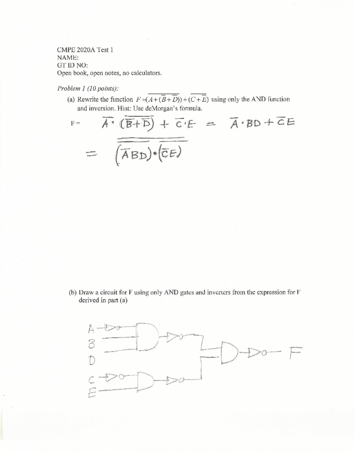 Test 1 Solutions - ECE 2020 - Studocu