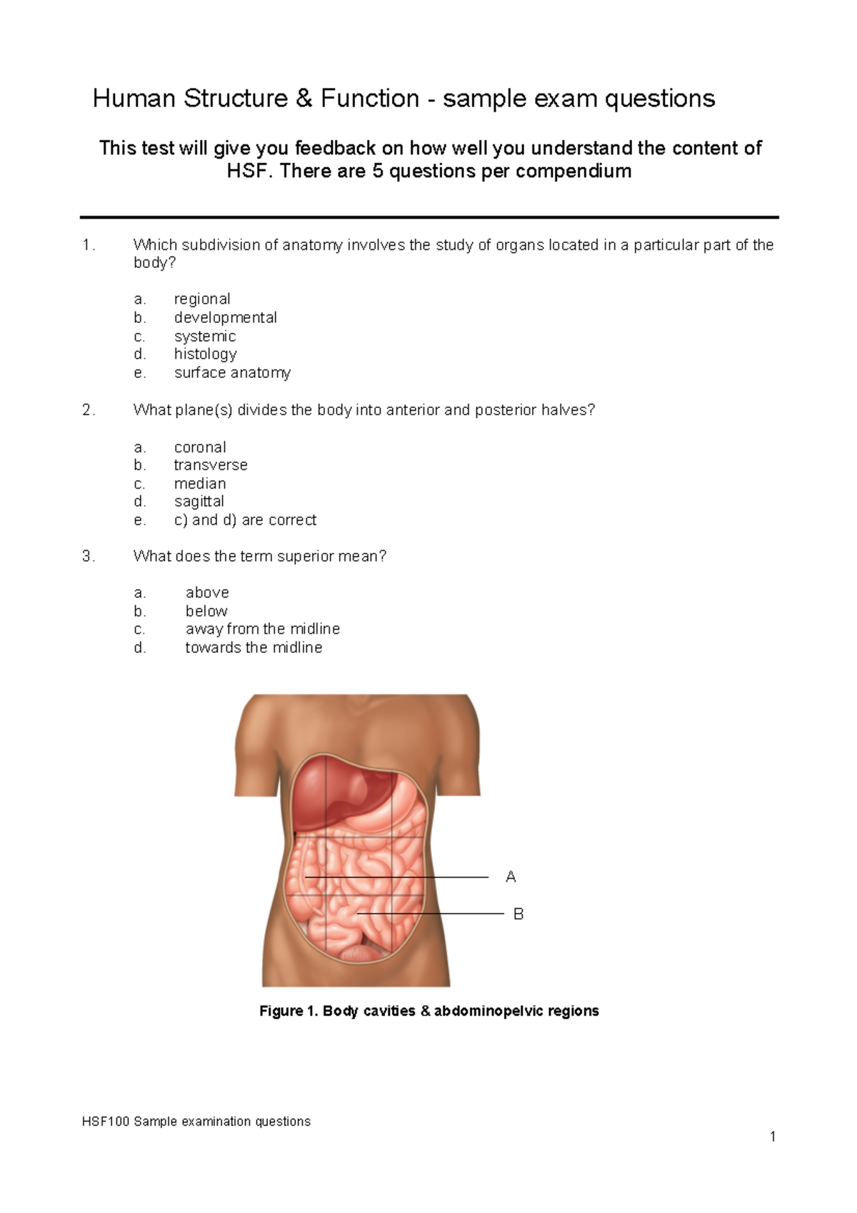 Human Structure Function Sample Exam Questions - Studocu