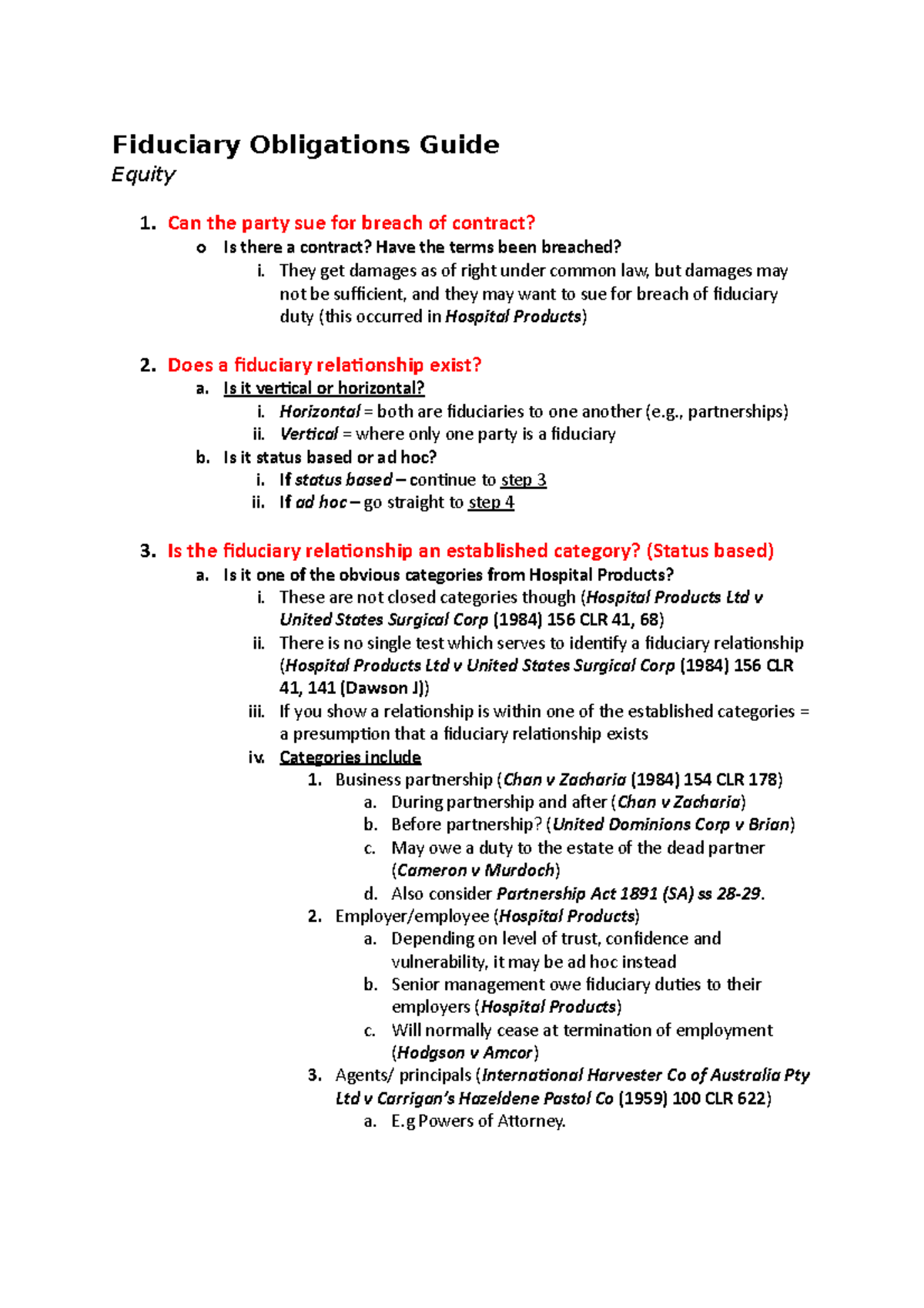 Fiduciary Obligations Guide - Fiduciary Obligations Guide Equity 1. Can ...