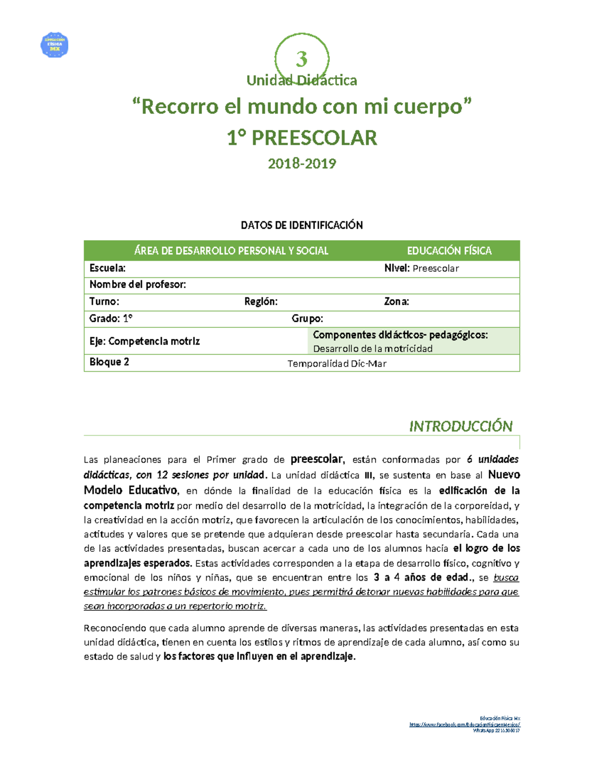 1Preescolar Unidad Didctica 3 - 3 Unidad Didáctica “Recorro el mundo ...