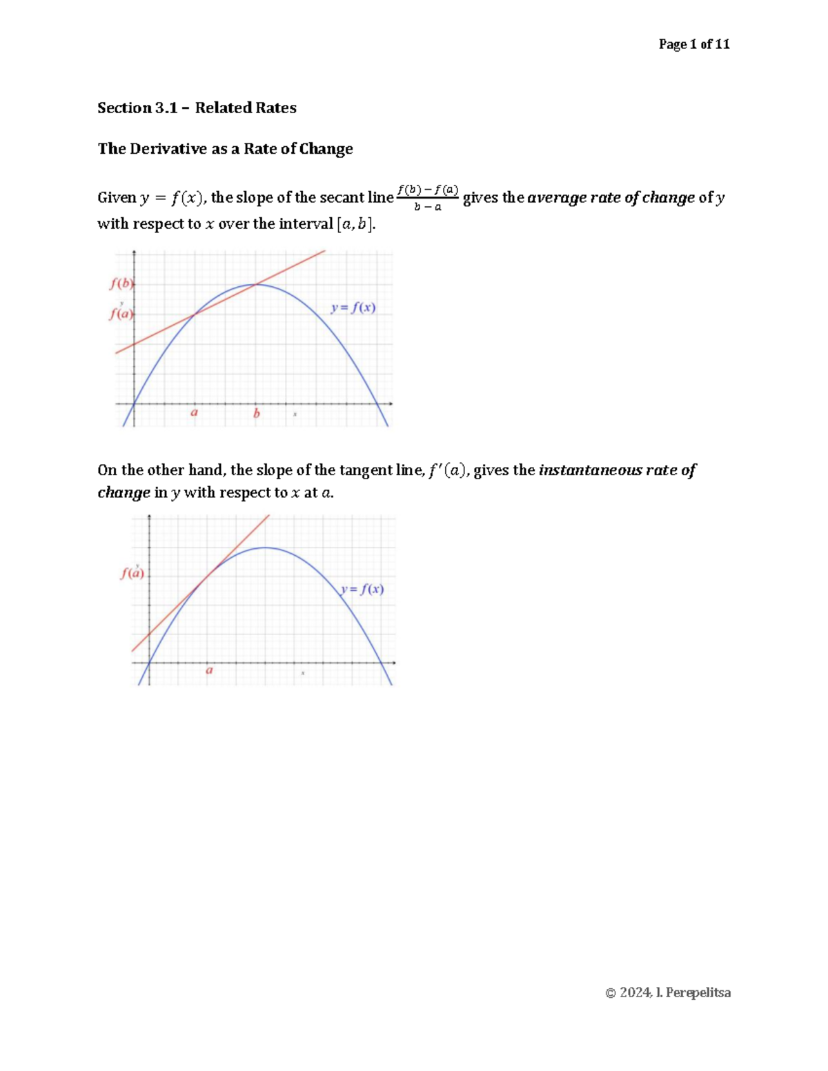 2413S31 - calc notes - Section 3 – Related Rates The Derivative as a ...