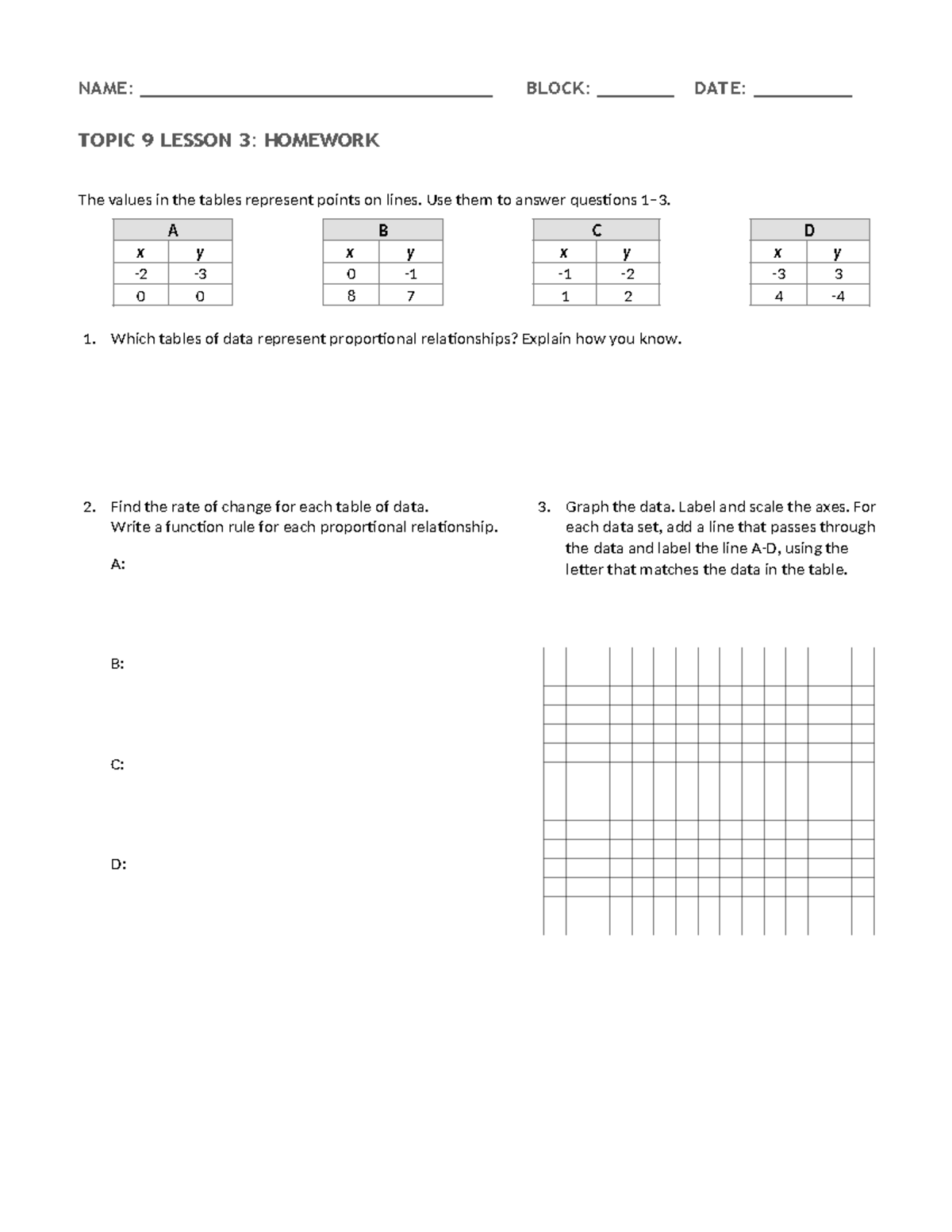 Topic 9 Lesson 3 Homework - NAME ...