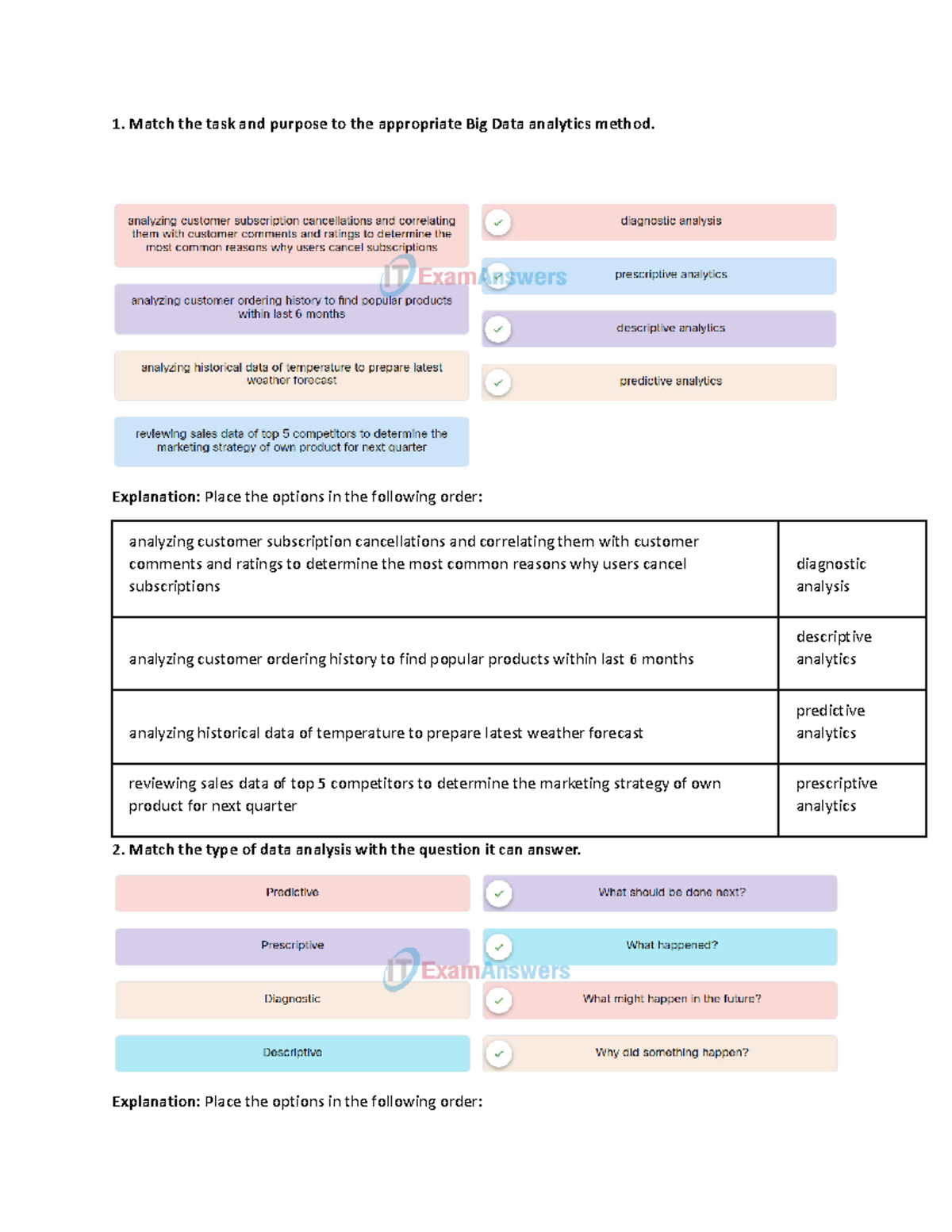 Answer Data-analyst - ádasdasd - 1. Match the task and purpose to the ...