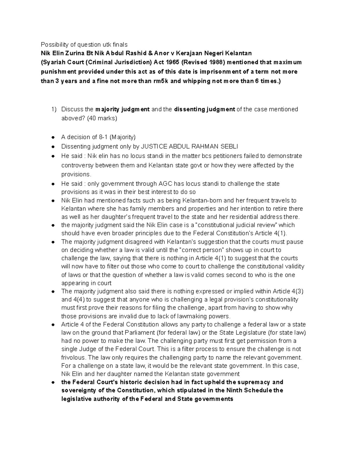 Nik elin - judgments of nik elin majority and dissenting - Possibility ...