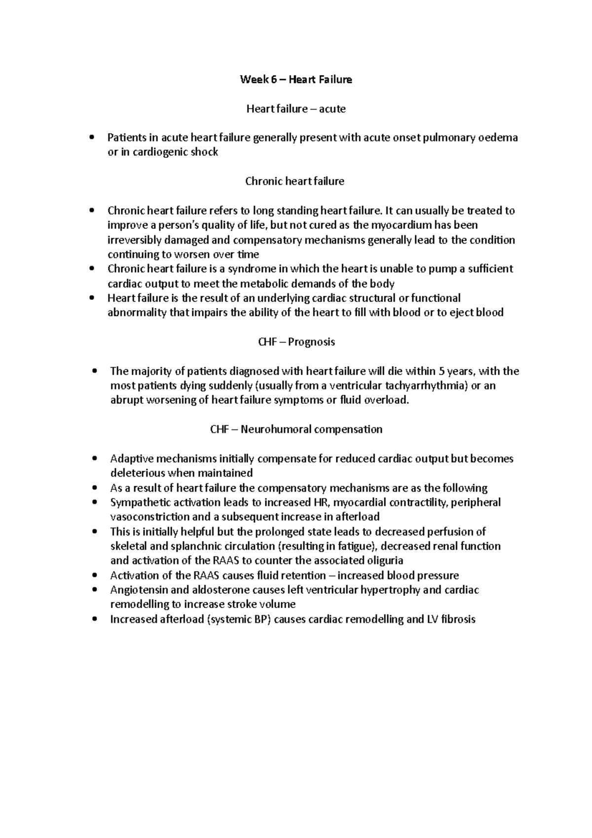 Week 6 – Heart Failure - Lecture notes - Week 6 – Heart Failure Heart ...