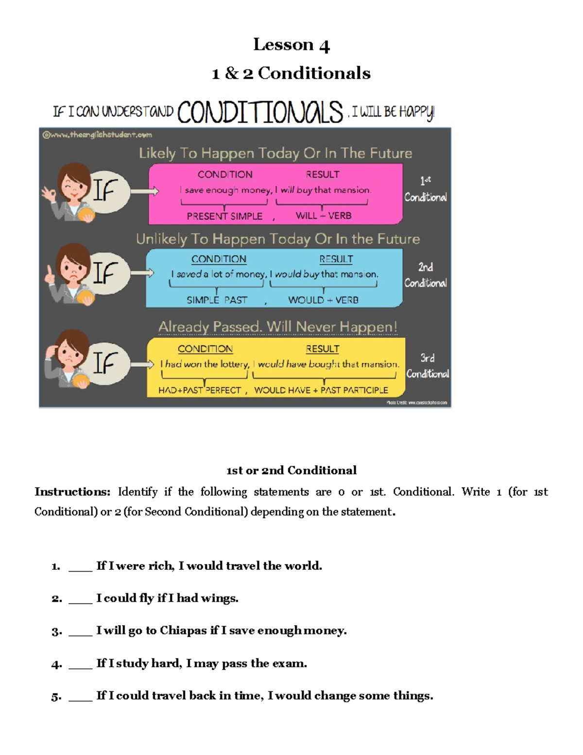 Lesson 4-2 - Trabajo de inglés - Lesson 4 1 & 2 Conditionals 1st or 2nd ...