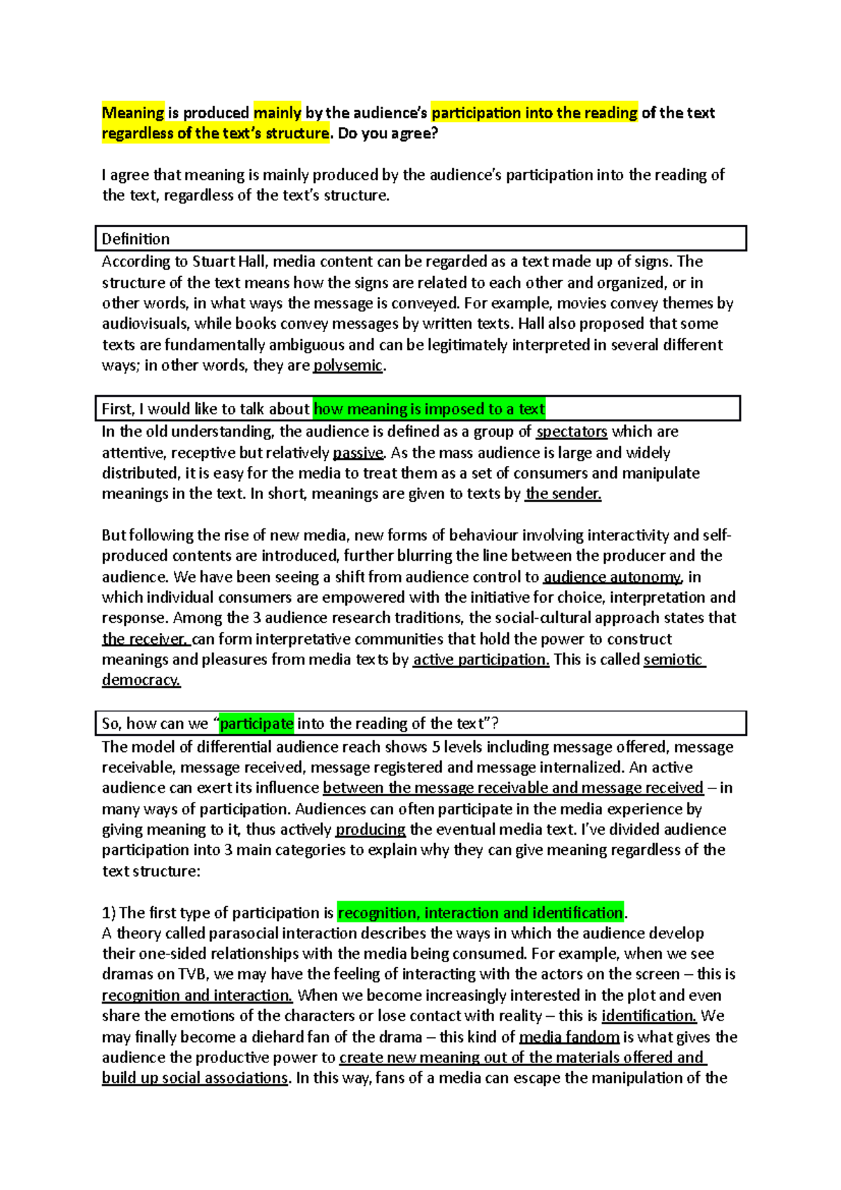 COMM2150 Tutorial Presentation Script - Meaning is produced mainly by ...