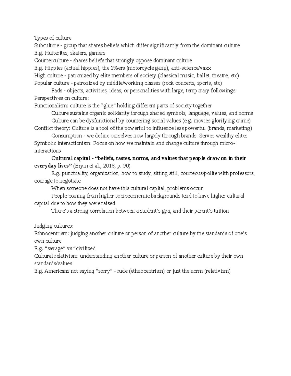 Sociology 11, Culture 3 Unit 3 - Types of culture Subculture - group ...