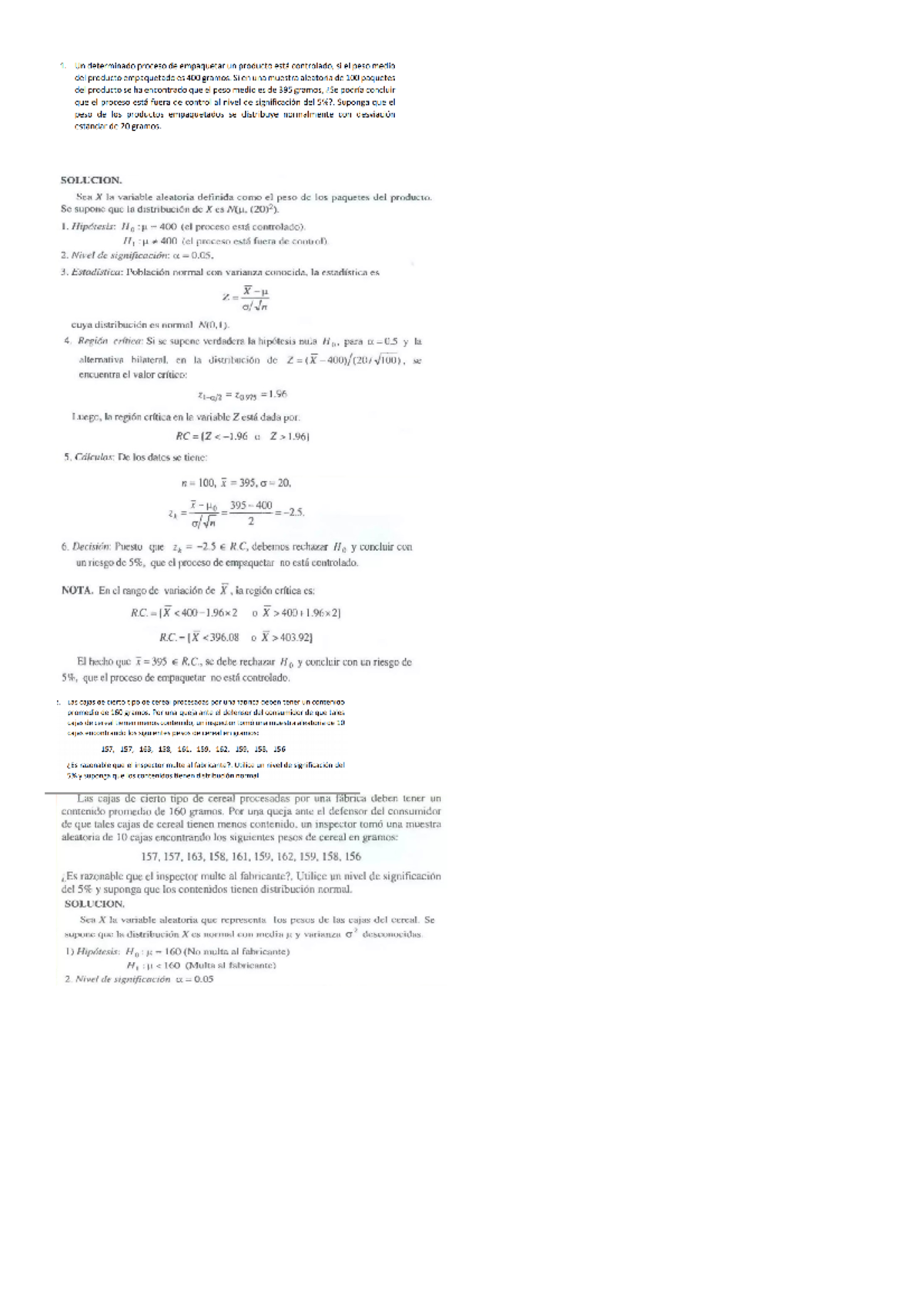 Solucionario practica de hipotesis - Estadistica - Studocu
