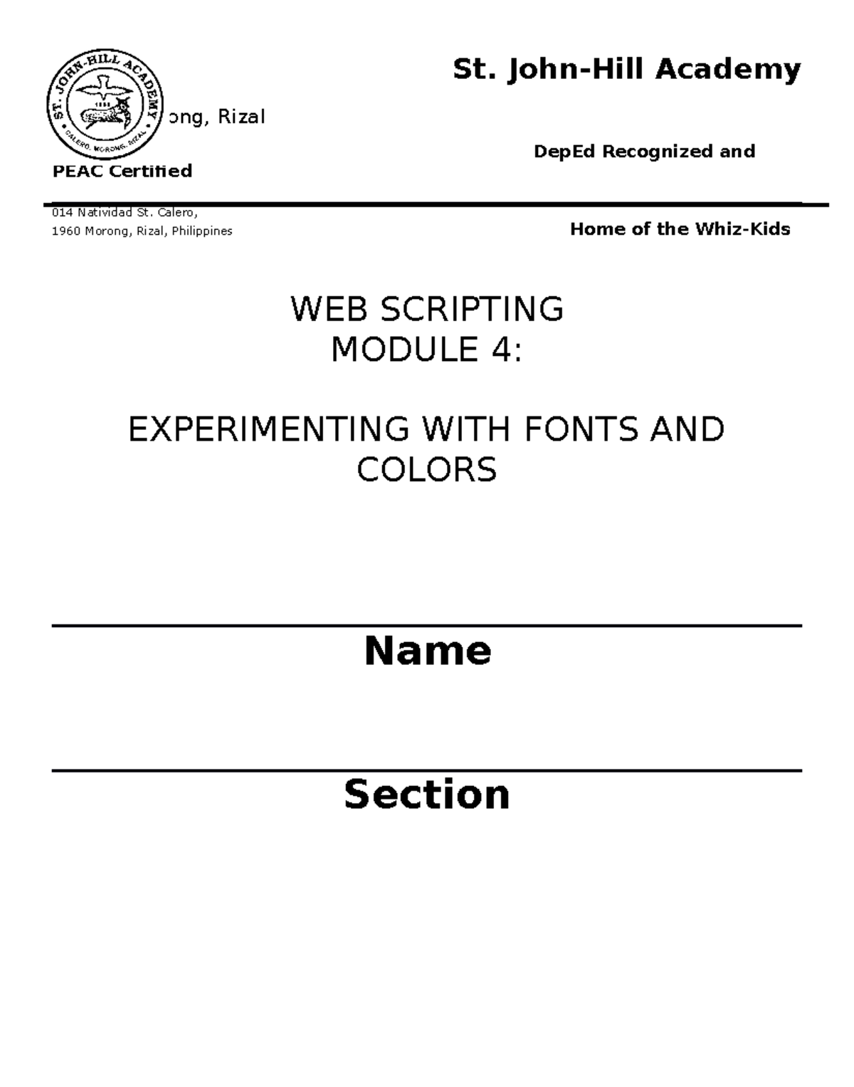 ICT New Resource 3 ICTopia Web Scripting - St. John-Hill Academy Calero ...