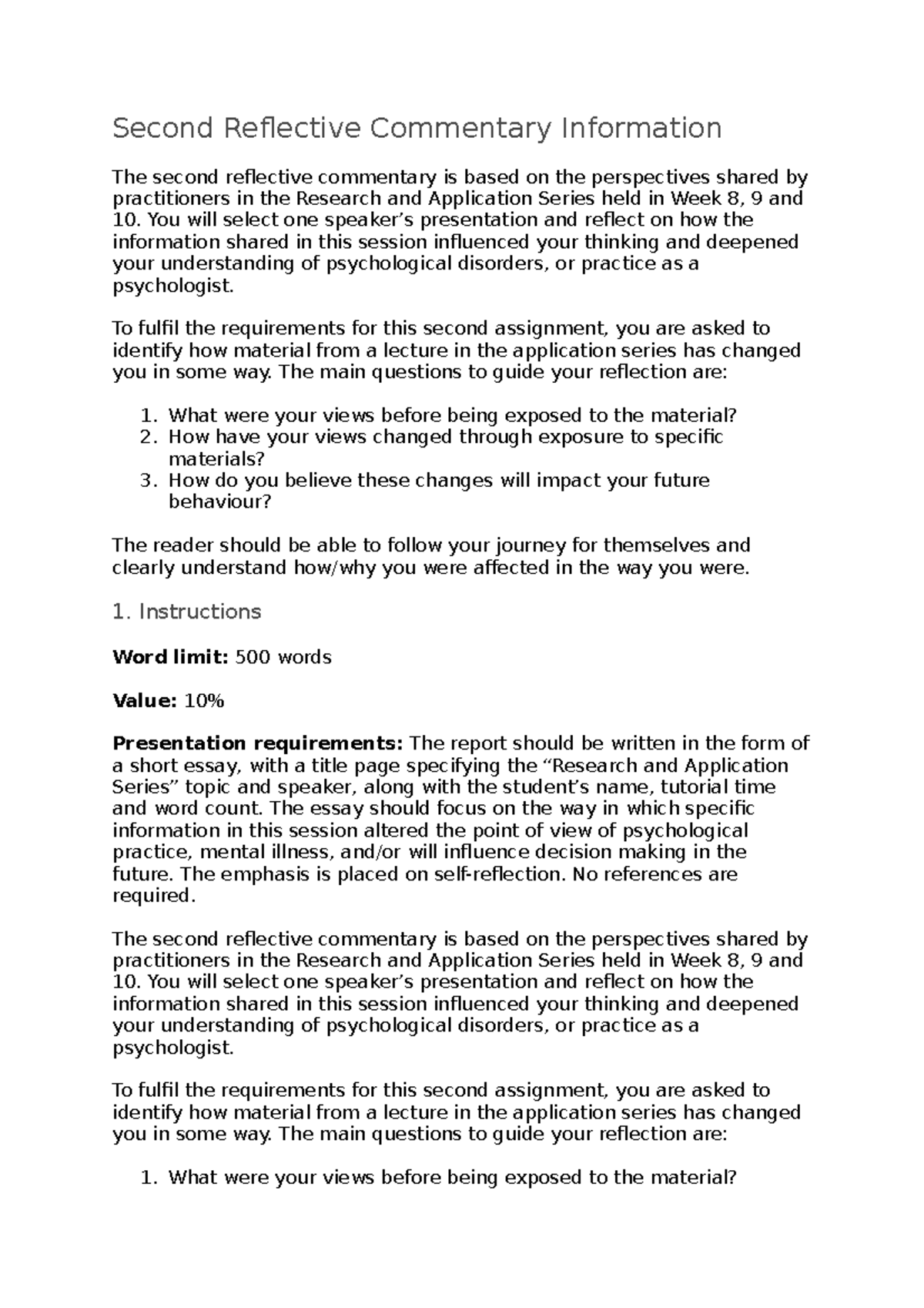 Second Reflection the marking - PSY238 - MQ - Studocu